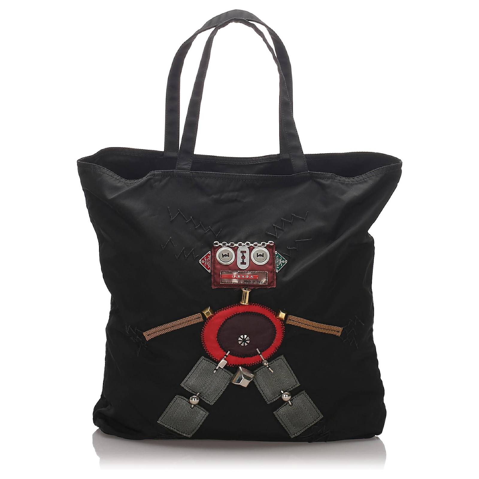 Prada Black Nylon Robot Tote Multiple colors Cloth ref.179820 - Joli Closet