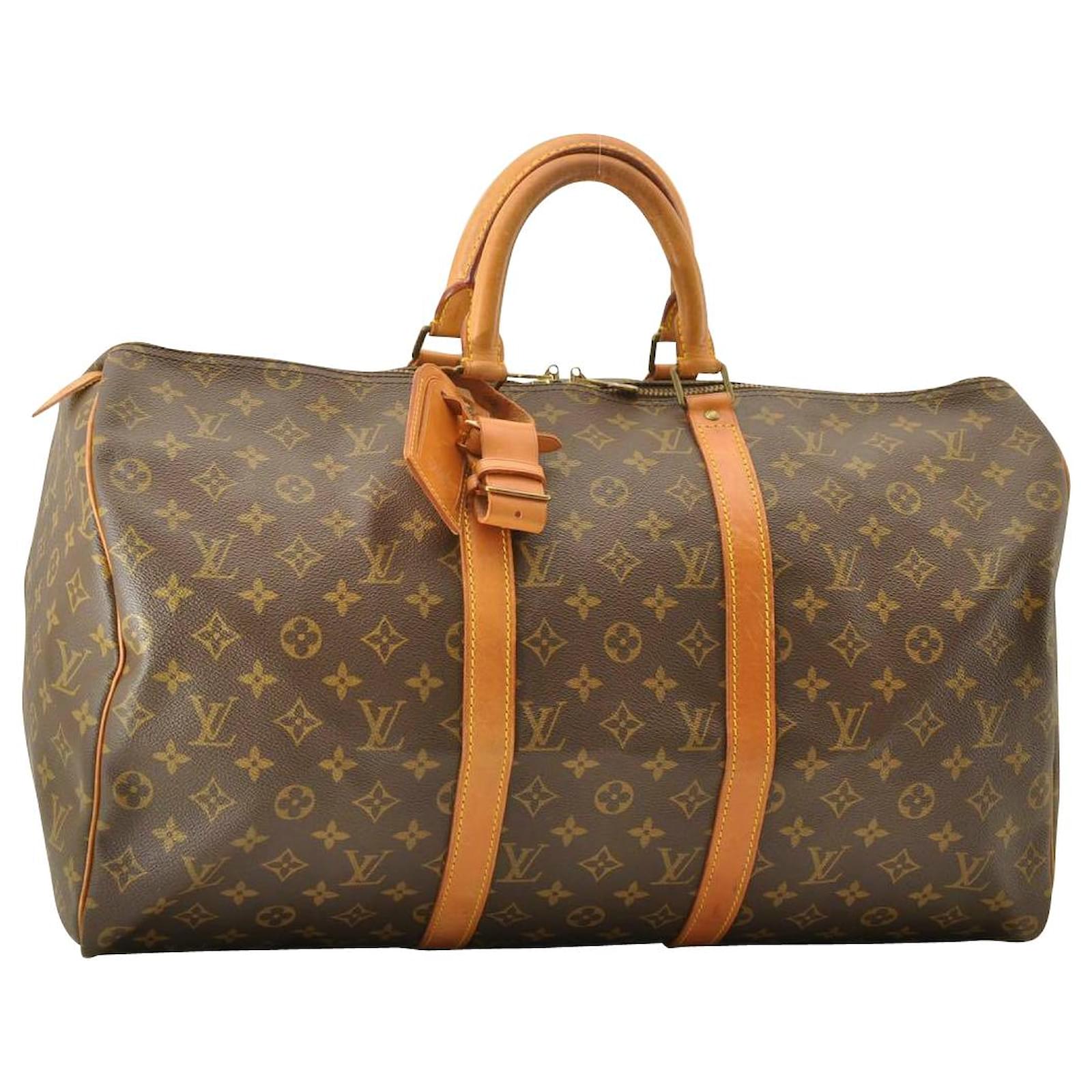 Monograma de Louis Vuitton Keepall 50 Antiguo Castaño Lienzo ref.180739 ...