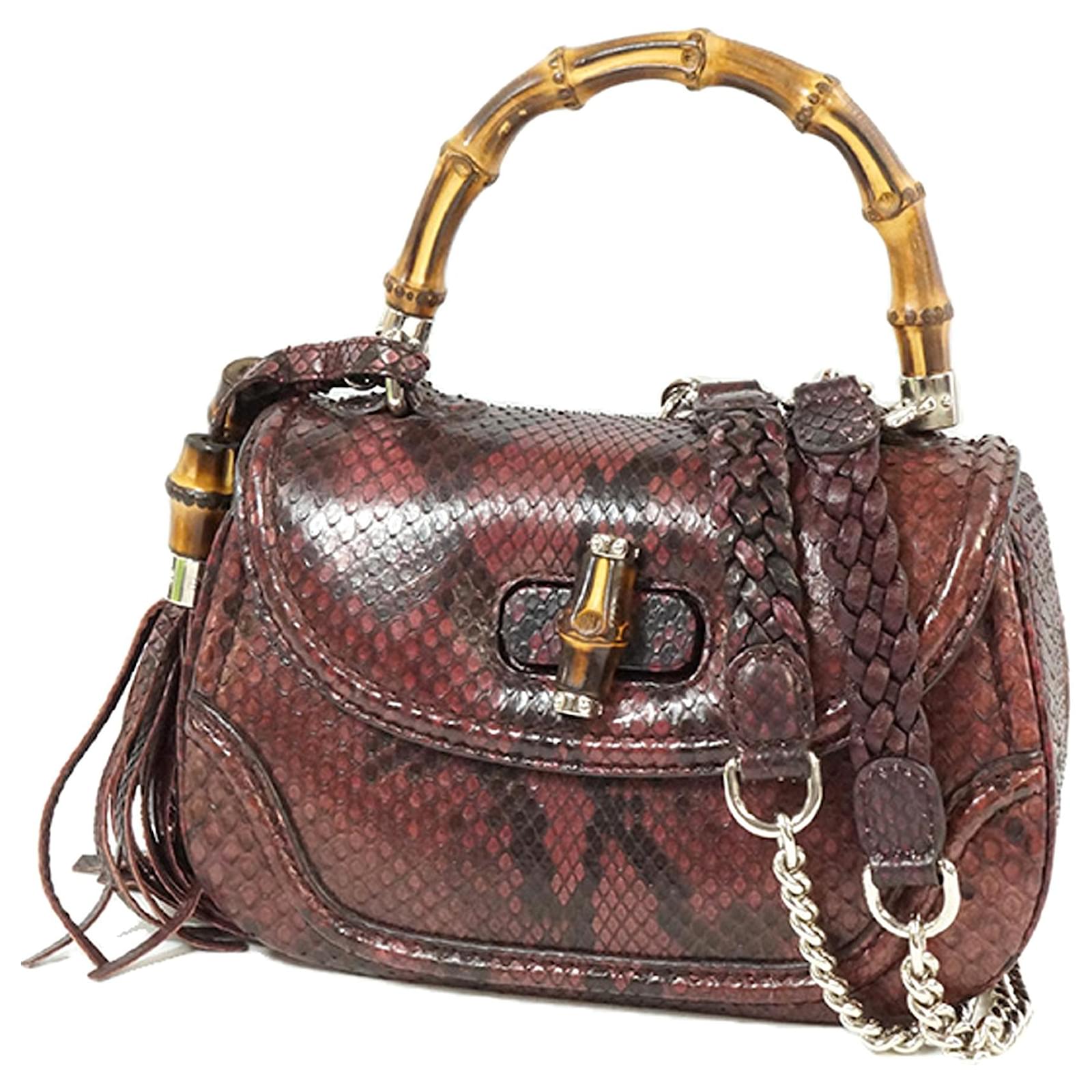 Gucci Red Python Leather Satchel Dark red ref.187283 - Joli Closet Gucci Red Python Leather Satchel Dark red ref.187283 - Joli Closet