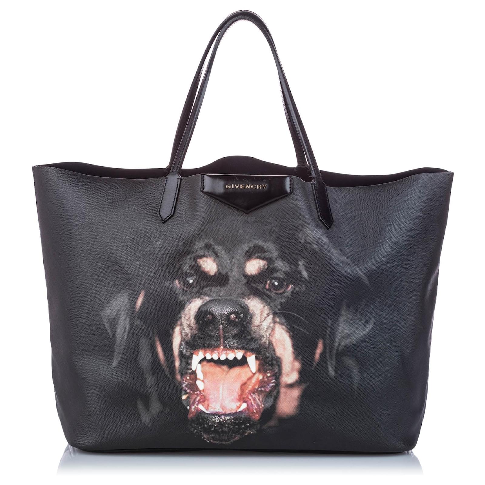 Givenchy Black Large Antigona Rottweiler Tote White Leather Plastic ...