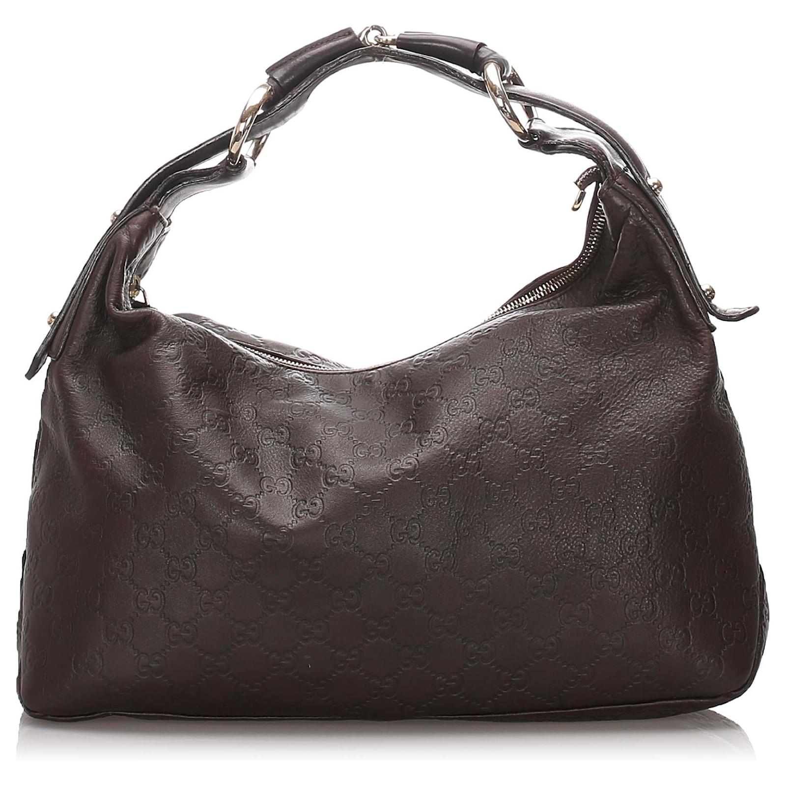 Gucci Brown Guccissima Horsebit Hobo Bag Cuir Marron Marron foncé ref ...