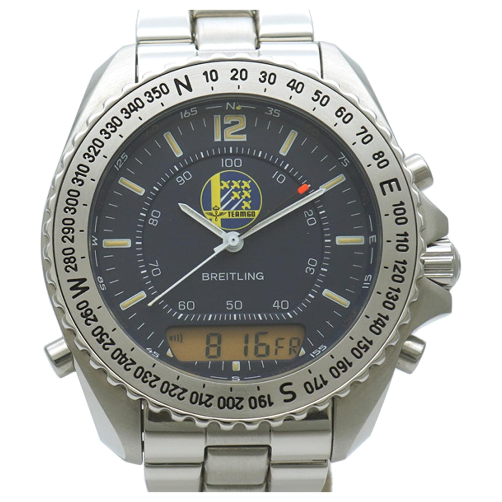 Breitling Silver Pluton Watch Silvery Blue Navy blue Steel Metal ref ...