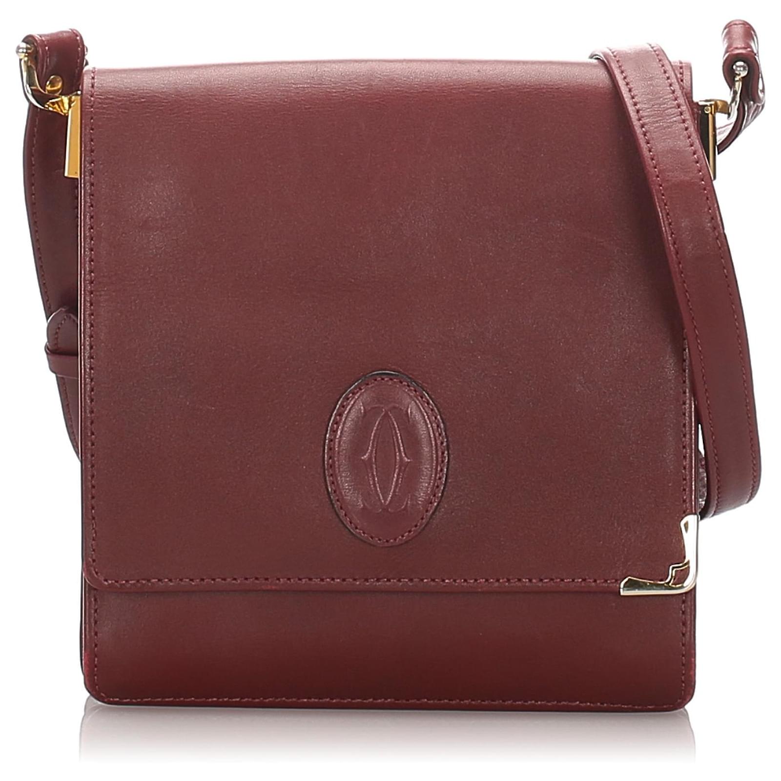 Cartier Red Leather Must de Cartier Crossbody Bag Dark red Pony-style ...