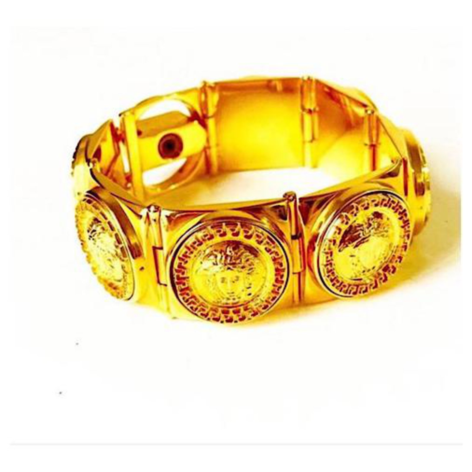 Gianni Versace Bracelet fermoir clé en main Medusa plaqué or vintage ...