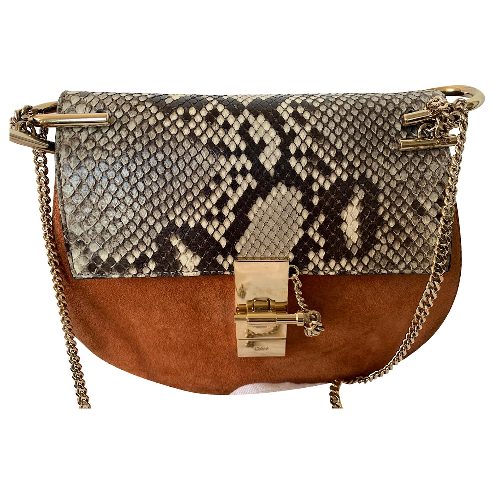 Chloé drew Python print Light brown Caramel Leather Exotic leather ref ...