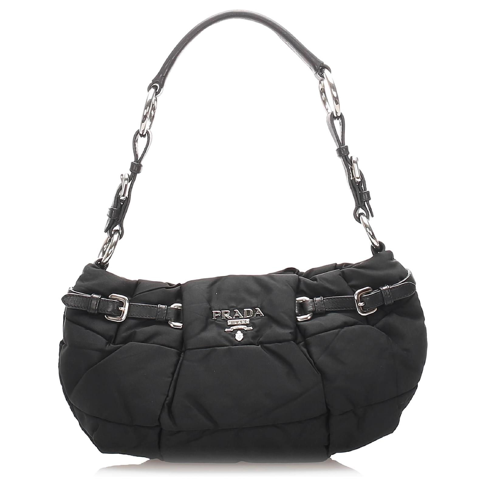 Prada Black Tessuto Shoulder Bag Leather Pony-style calfskin Nylon ...