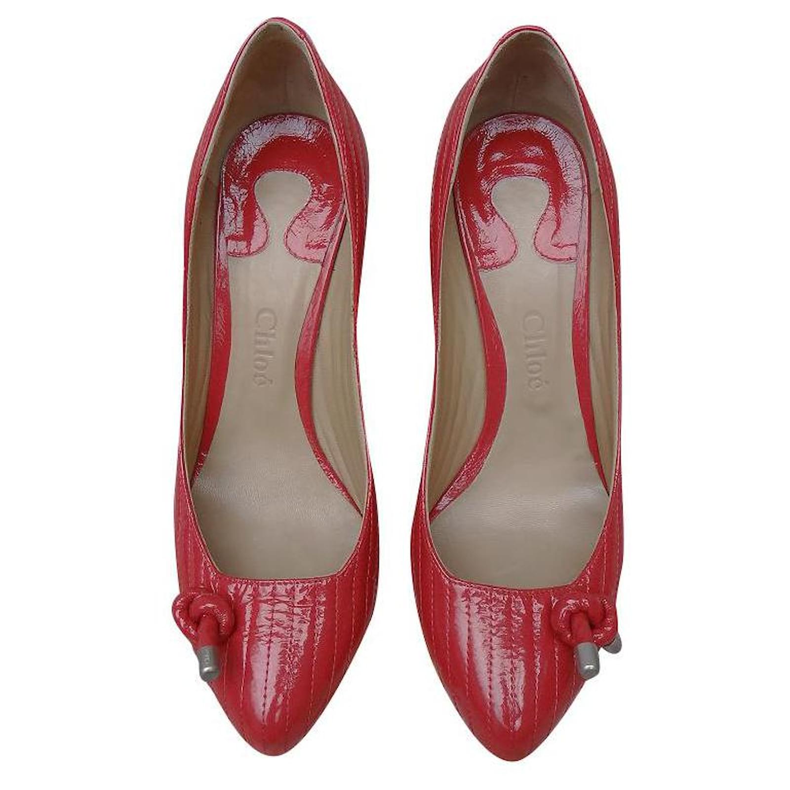 Chloé Talons Cuir vernis Rouge ref.199933 - Joli Closet