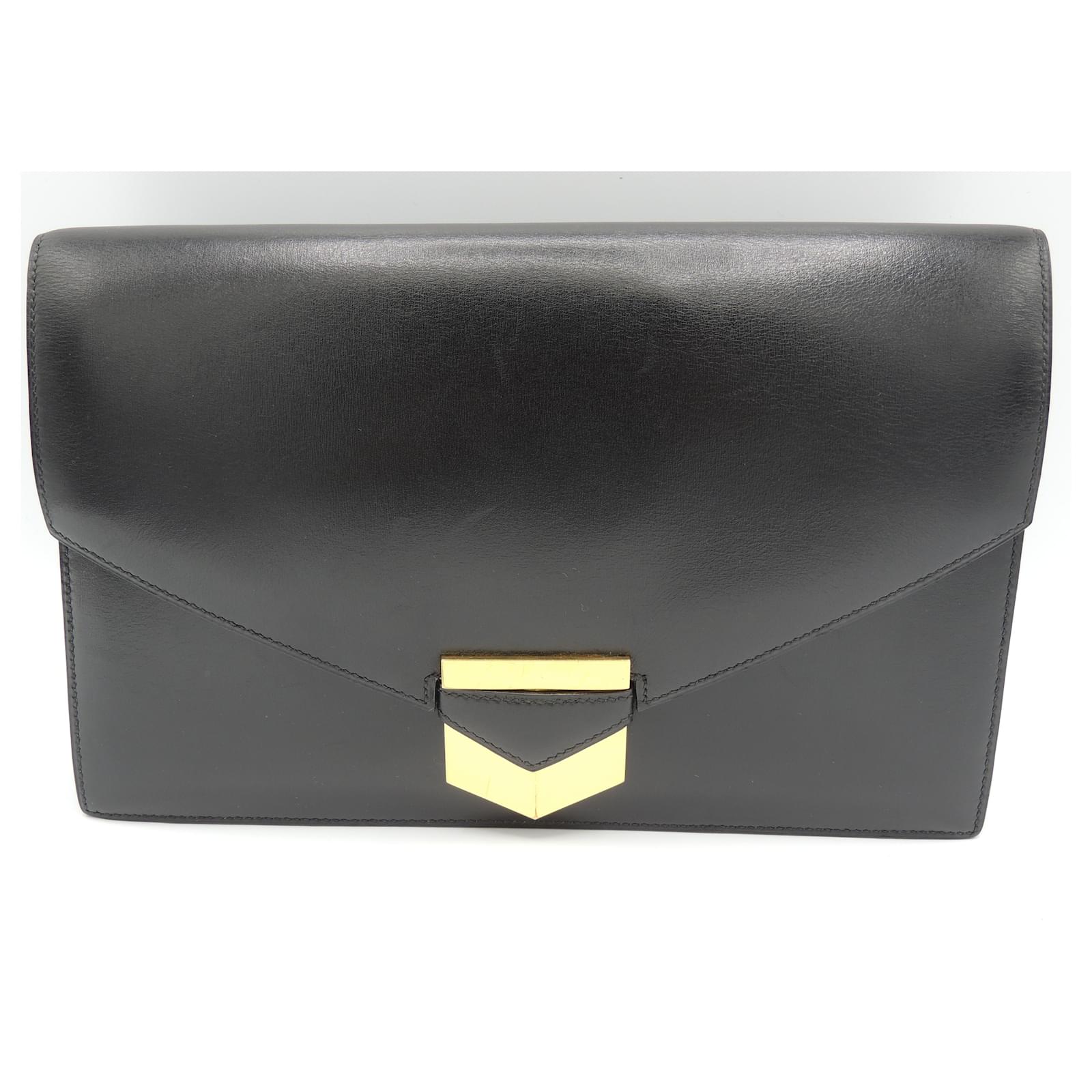 Hermès HERMES POCHETTE PAN BOX BLACK Leather ref.201106 - Joli Closet