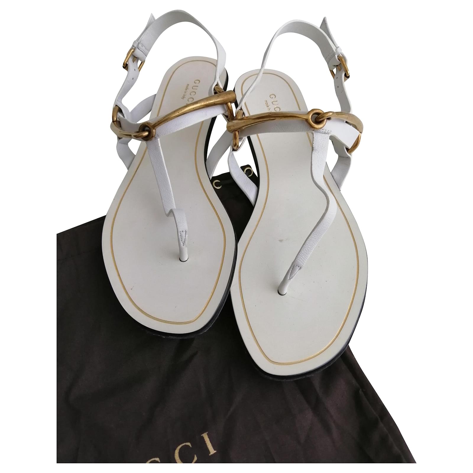 Gucci Sandals White Leather ref.202566 - Joli Closet