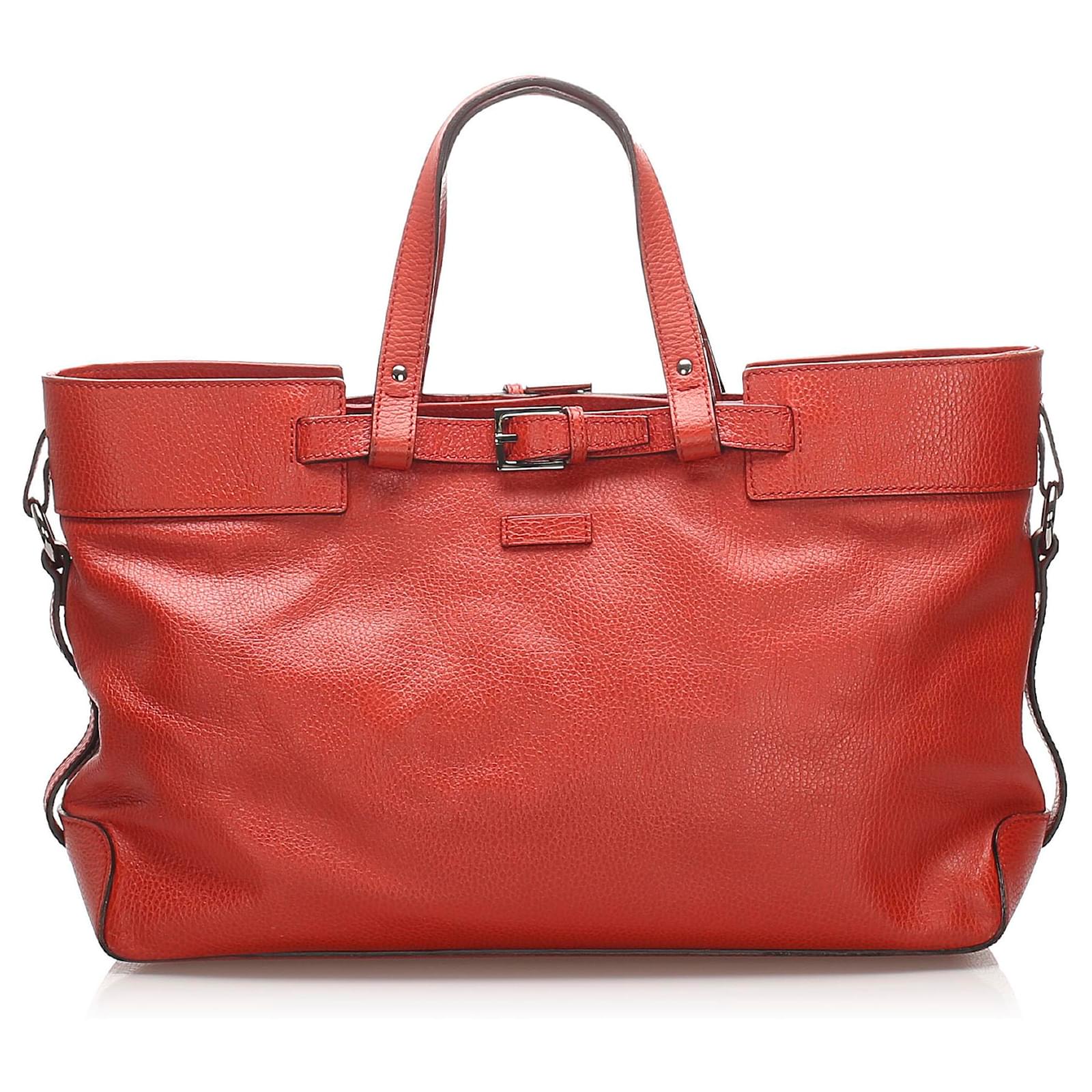 Gucci Red Leather Tote Bag Pony-style calfskin ref.206922 - Joli Closet