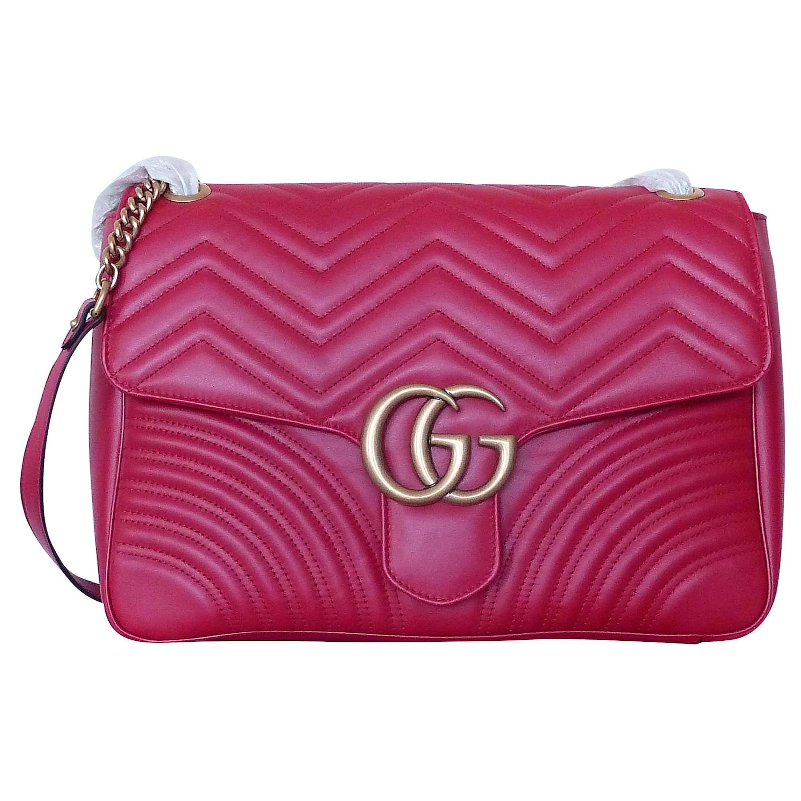 sac GUCCI MARMONT LARGE CUIR ROUGE ref.211252 - Joli Closet