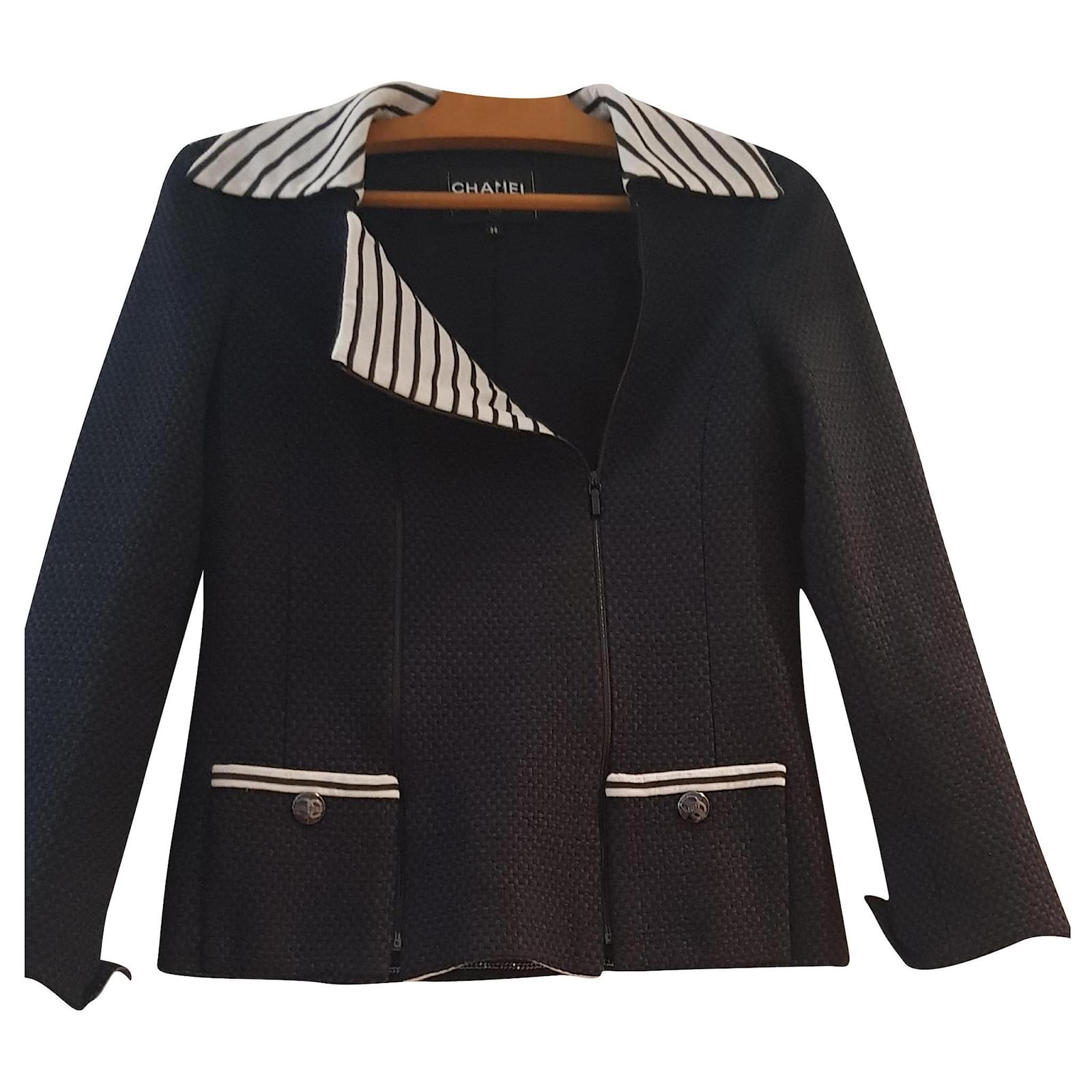 Chanel Jackets Navy blue Tweed ref.219218 - Joli Closet