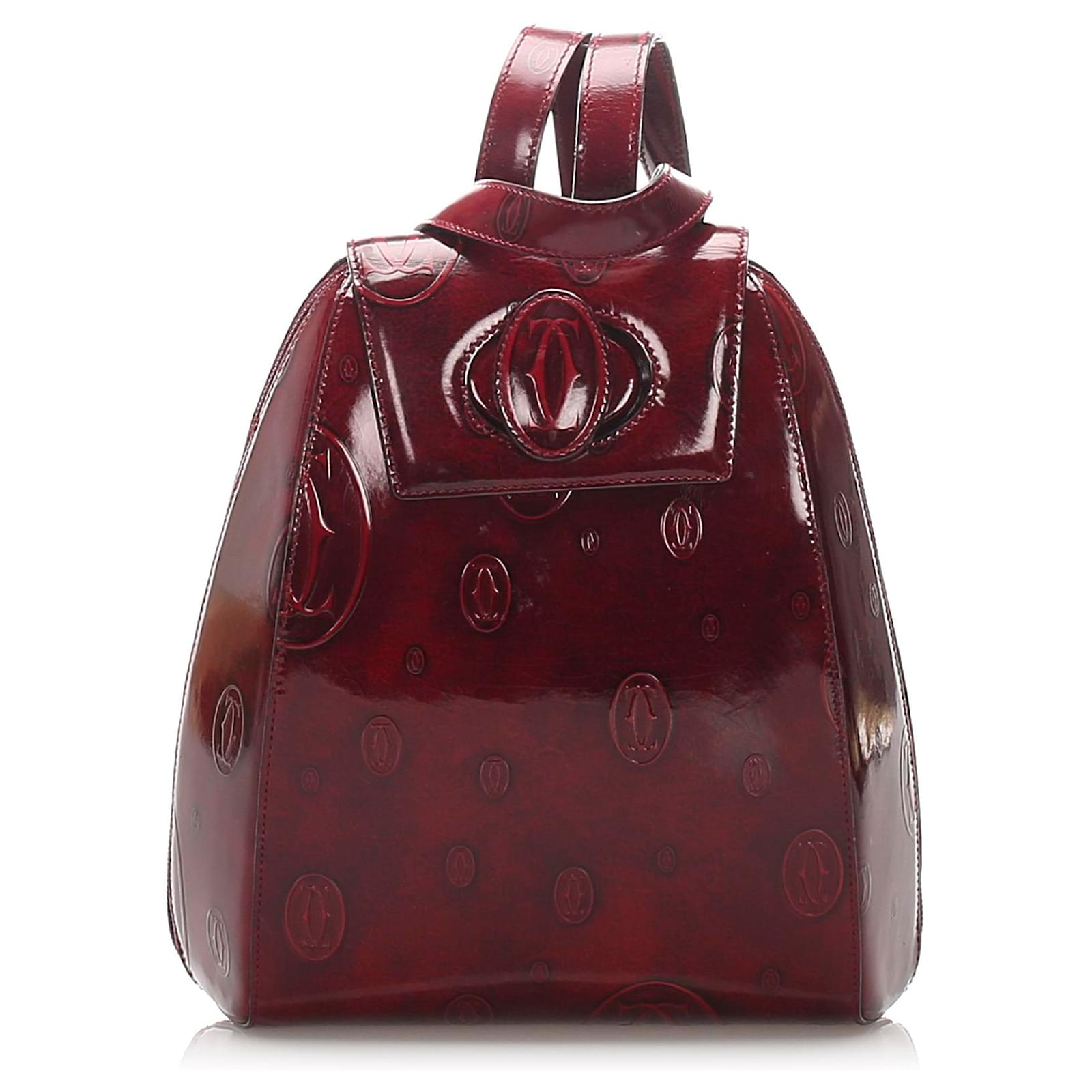 Cartier Red Leather Panthere Backpack Dark red Pony-style calfskin ref ...