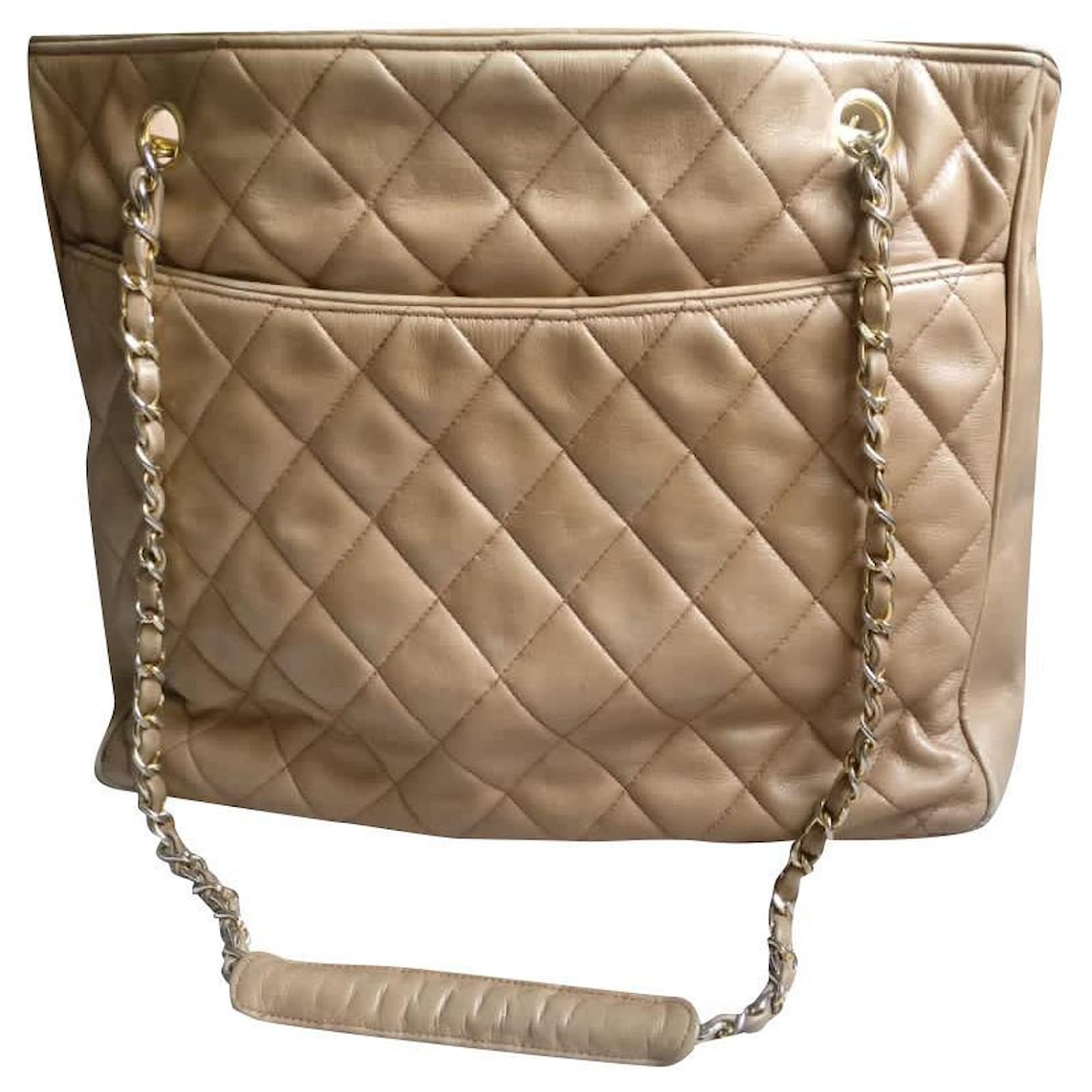 chanel tote bag Beige Leather ref.243025 - Joli Closet