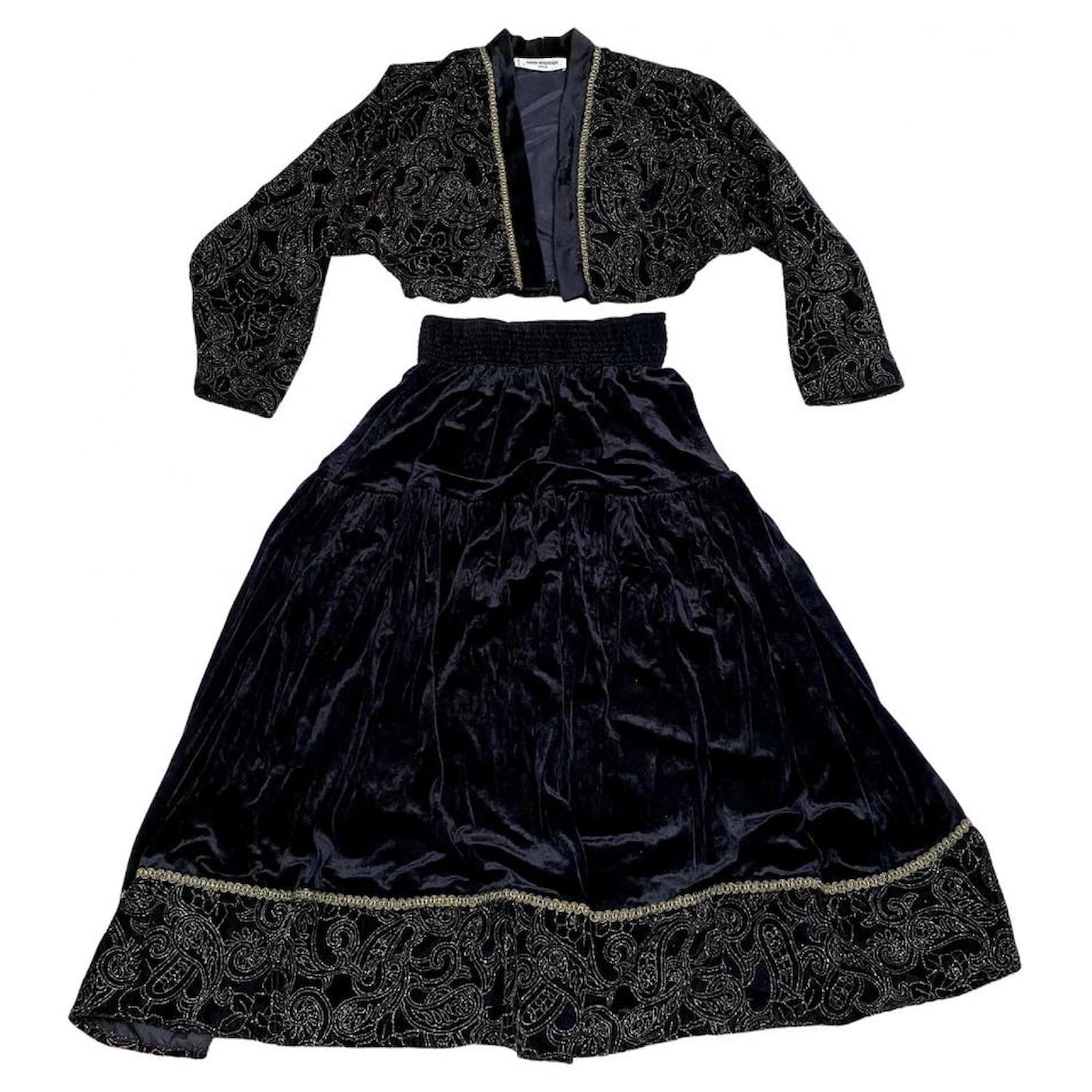 Robe jupe vintage Miss Balmain Paris Polyamide Acetate Noir Doré ref ...