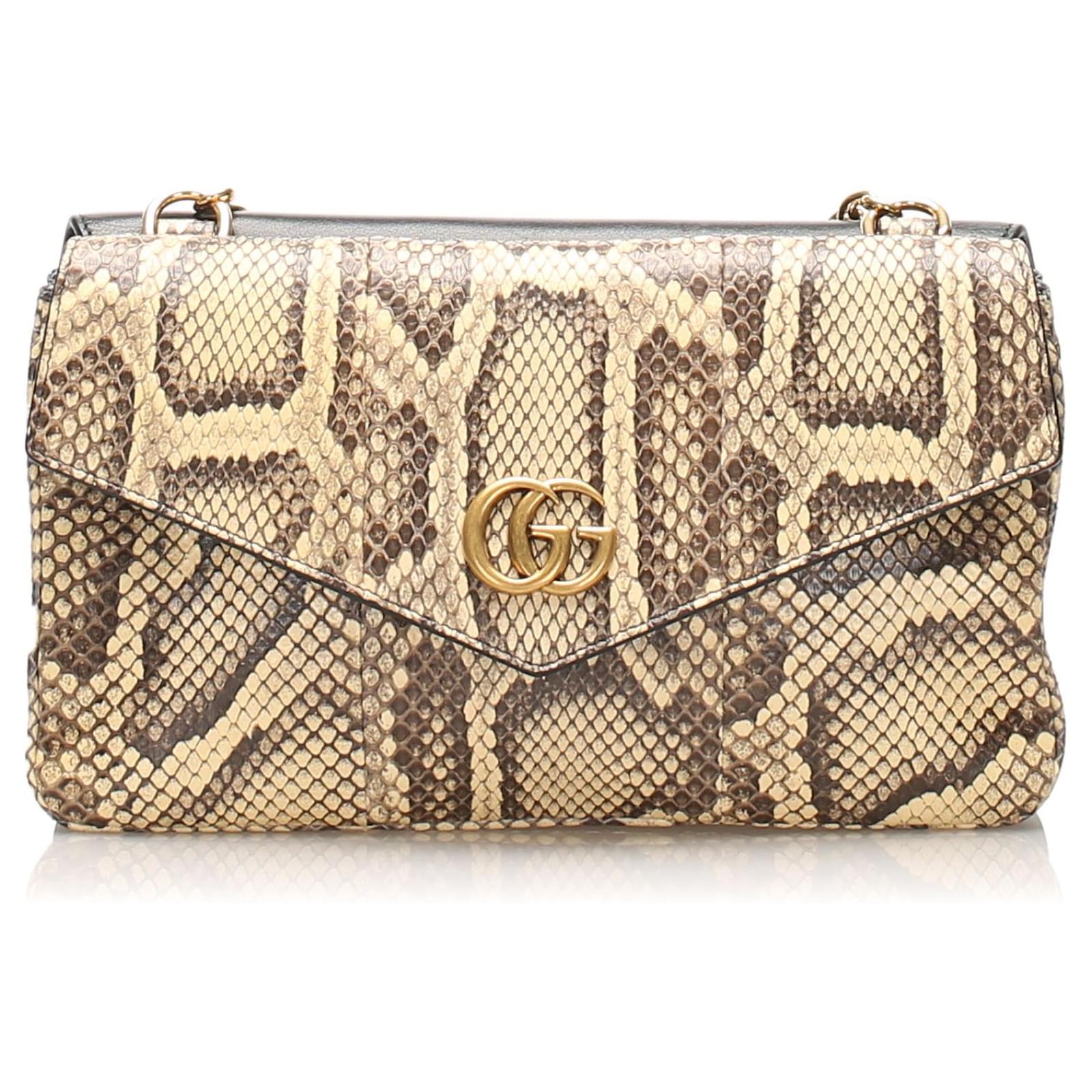 Gucci Brown Thiara Python Satchel Black Beige Leather ref.252706 - Joli ...