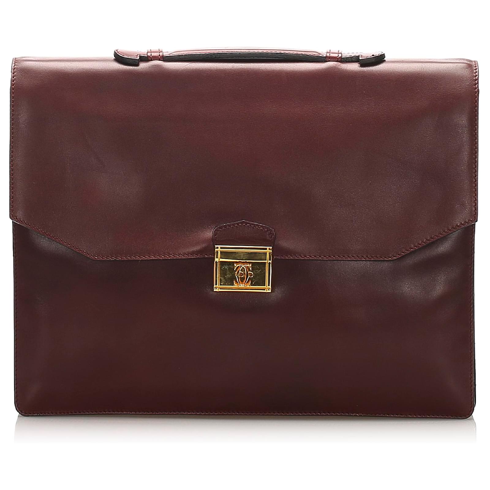 Cartier Red Must de Cartier Leather Briefcase Dark red Pony-style ...