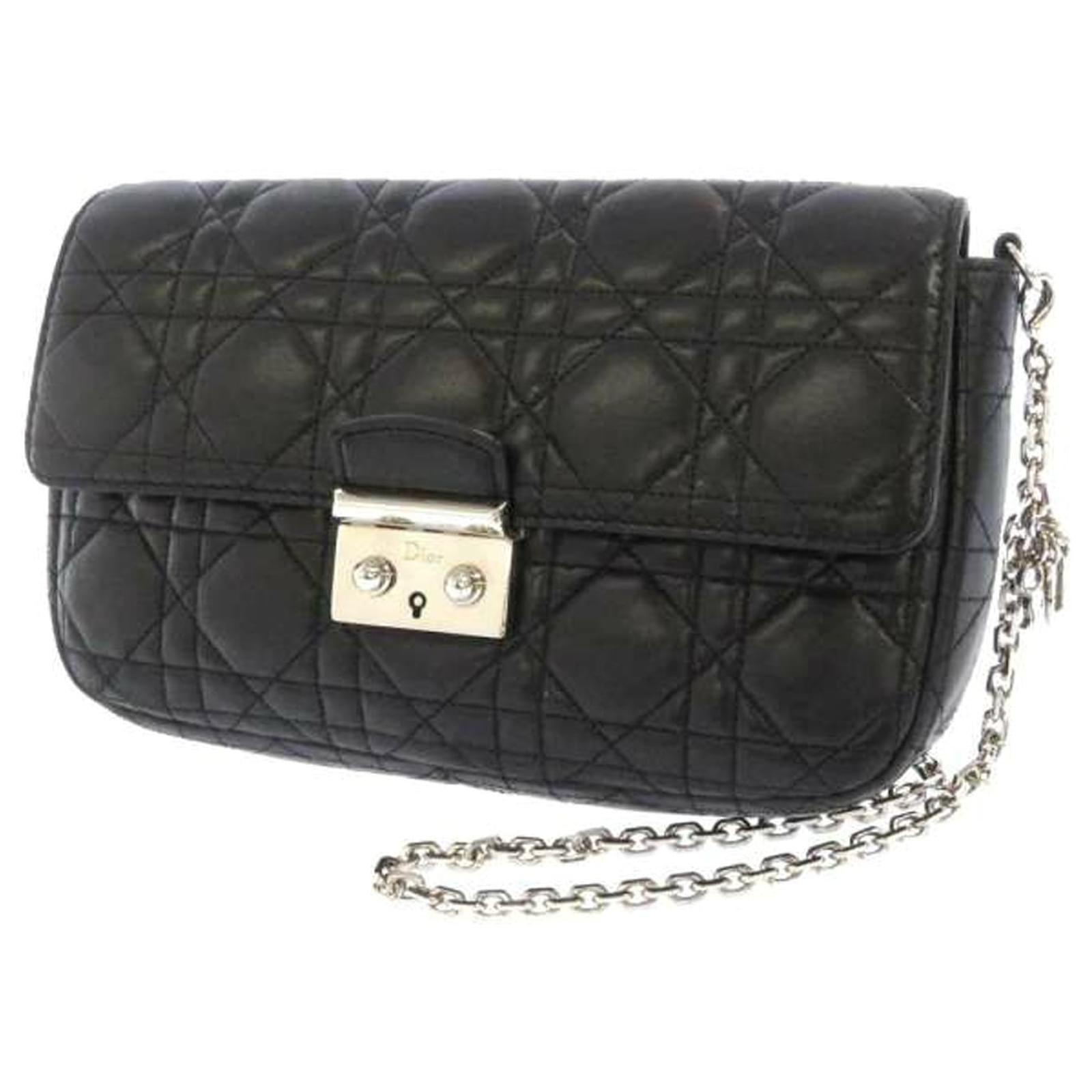 Dior Black Cannage Miss Dior Promenade Chain Leather Crossbody Bag Pony ...