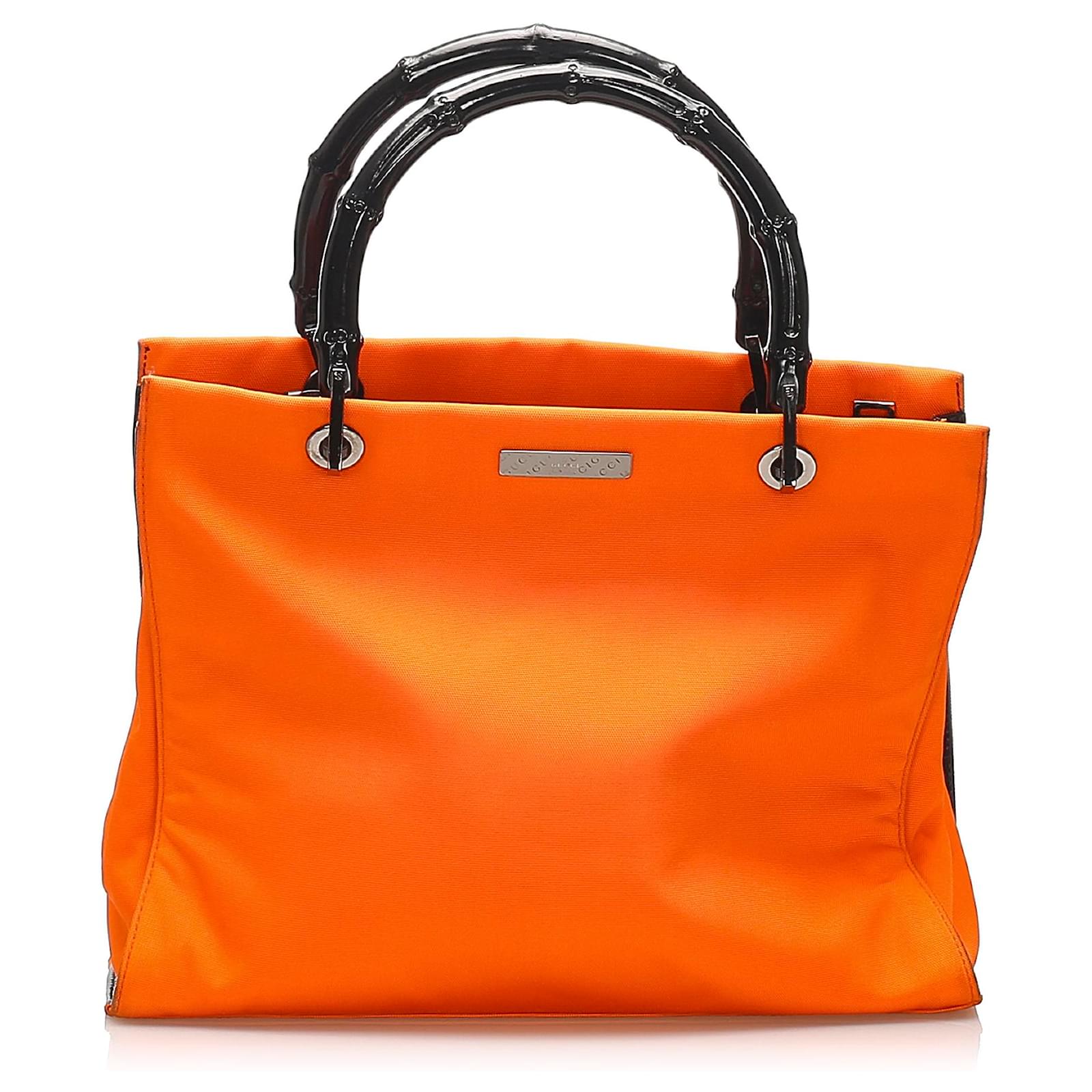 Gucci Orange Bamboo Nylon Satchel Black Cloth ref.258496 - Joli Closet
