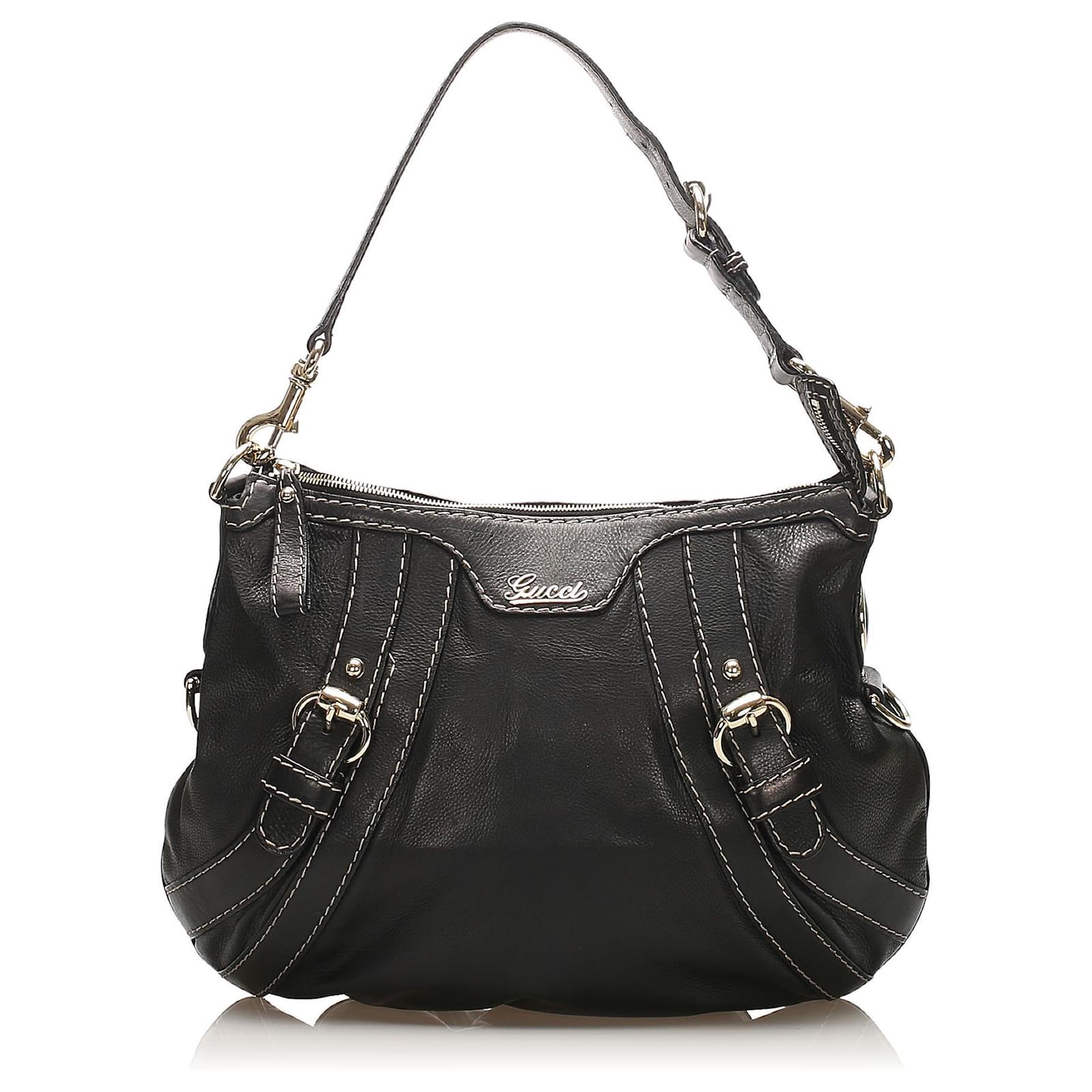 Gucci Black Leather Shoulder Bag Pony-style calfskin ref.258992 - Joli ...
