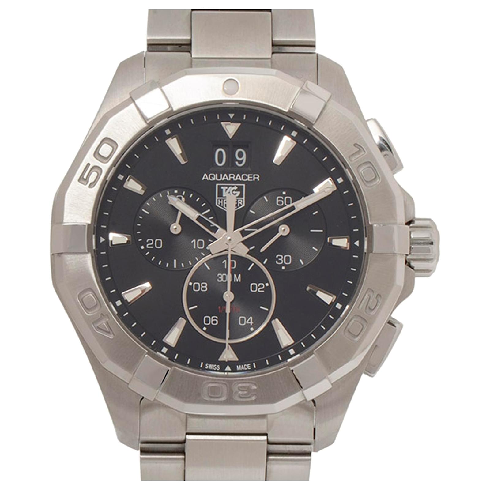 Tag Heuer Silver Aquaracer Chronograph Quartz Black Silvery Steel Metal ...