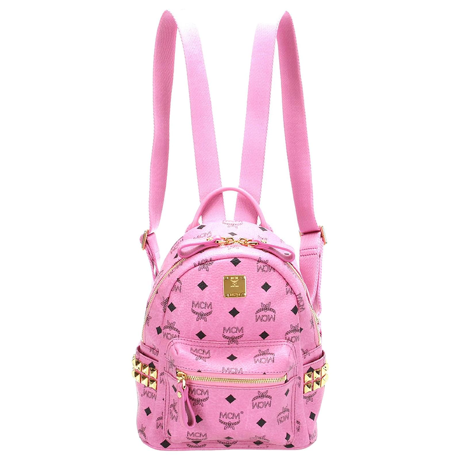 MCM Pink Visetos Stark Backpack Leather Pony-style calfskin ref.269639 ...