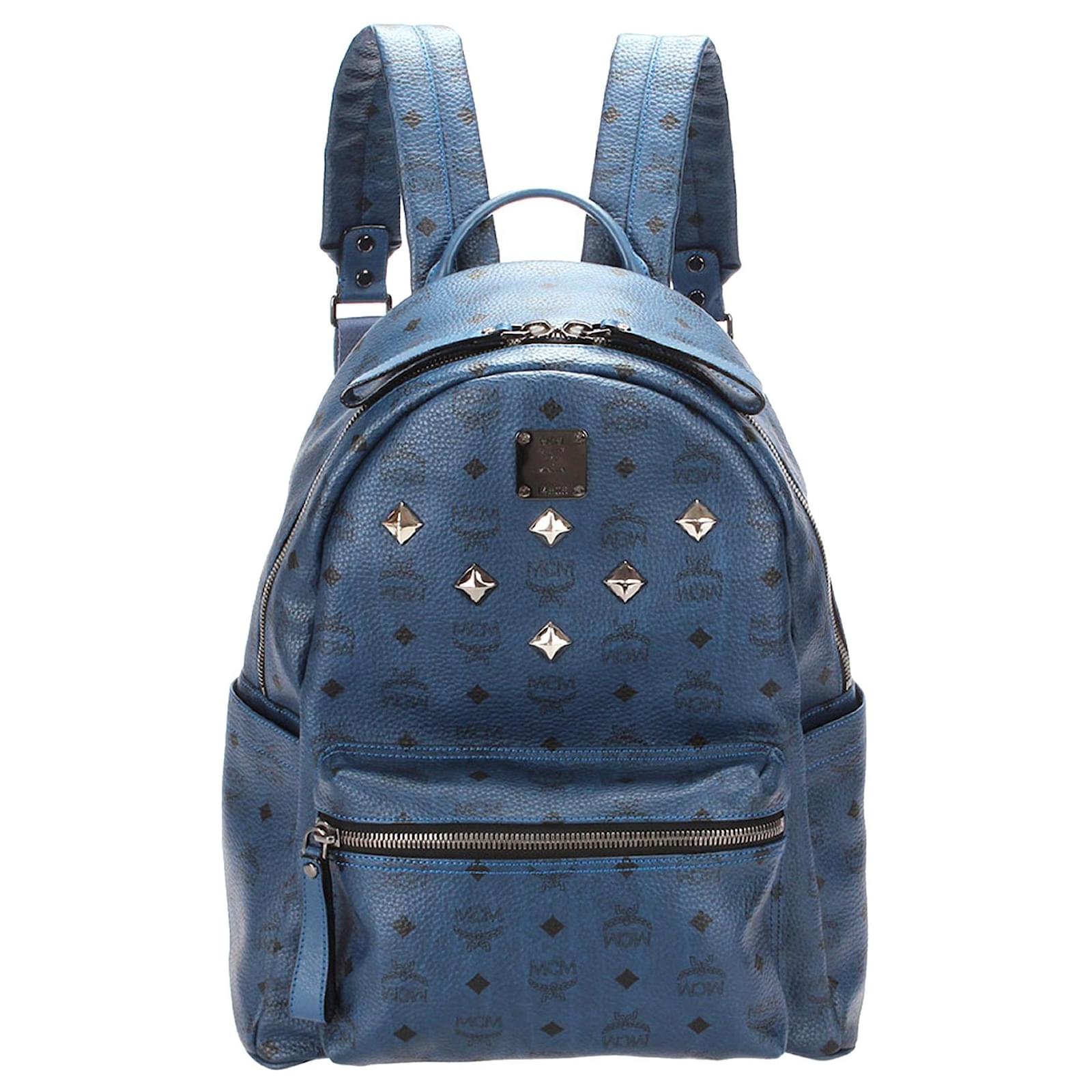 MCM Blue Visetos Stark Leather Backpack Pony-style calfskin ref.275337 ...