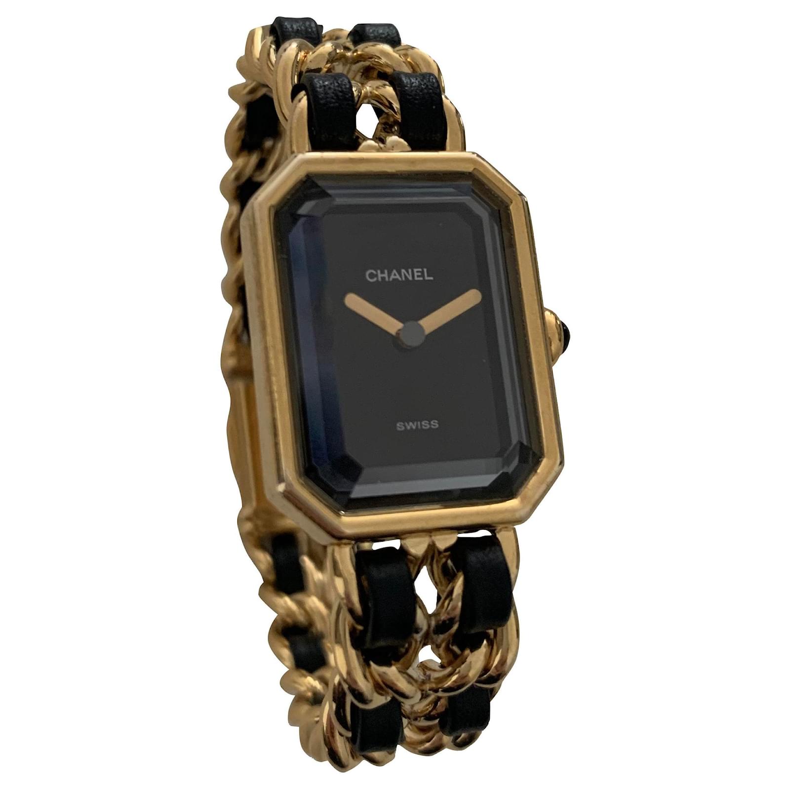 Montre Chanel Première Cuir Plaqué or Noir ref.284348 - Joli Closet