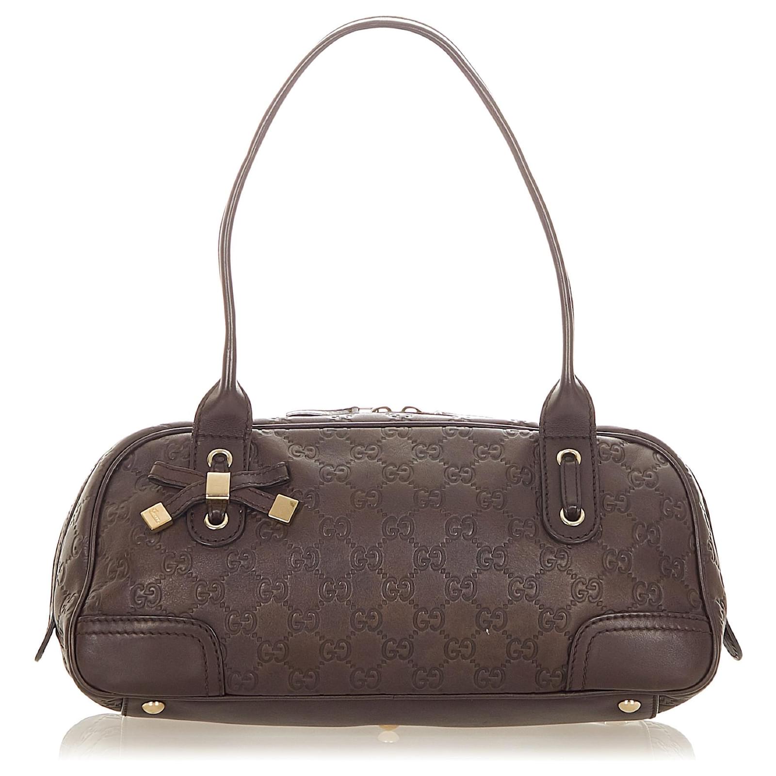Gucci Brown Guccissima Princy Leather Shoulder Bag Dark brown Pony ...