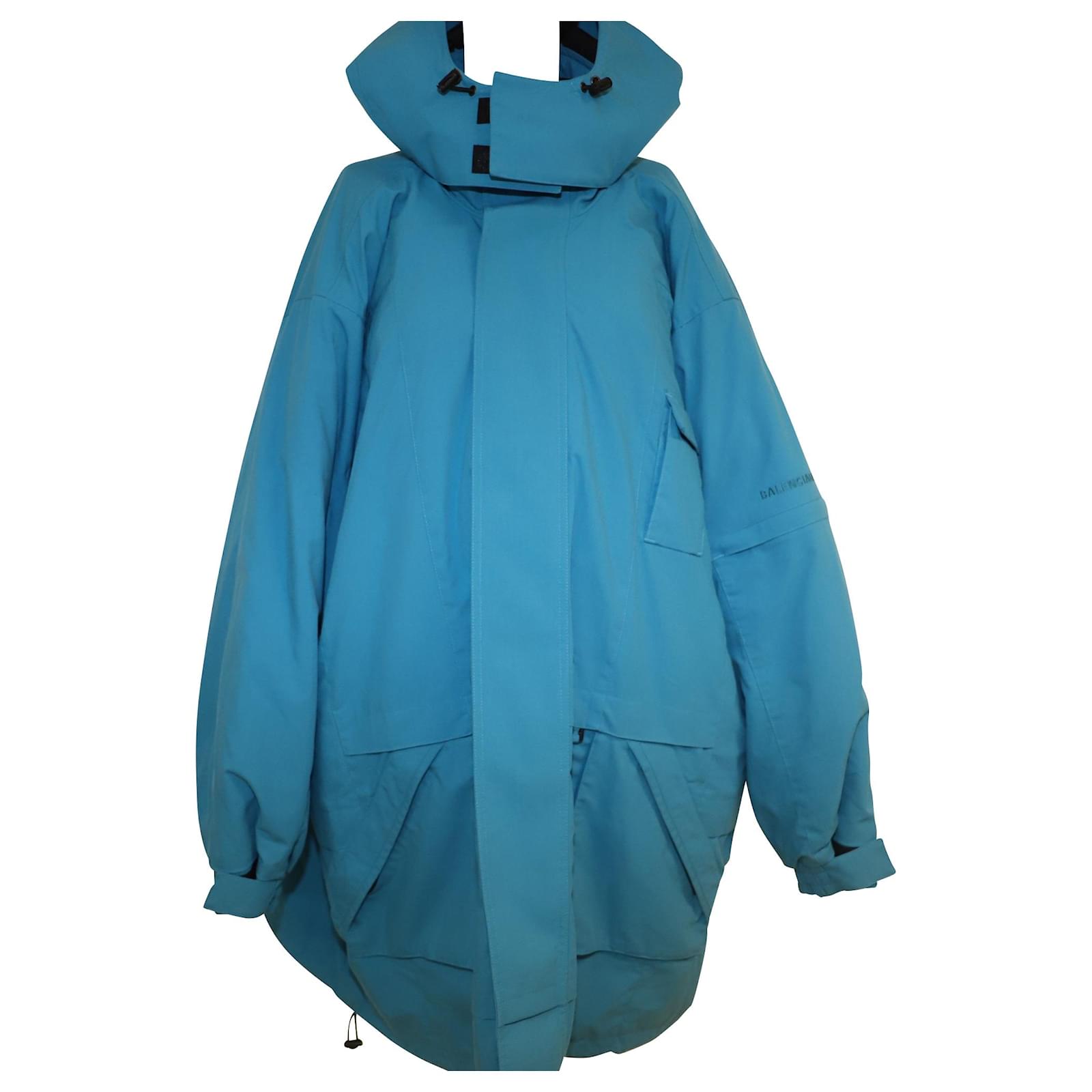 Balenciaga Blue Oversized Matte Nylon Parka Light blue Polyamide ref ...