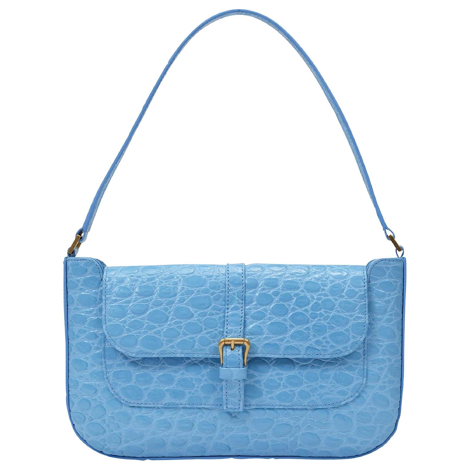 Autre Marque Miranda Bag in Blue Lagoon Circular Croco Embossed Leather ...