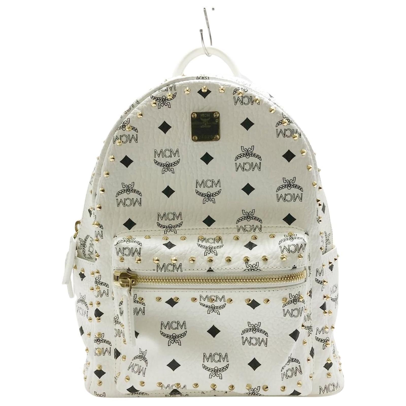 MCM Backpack White Cloth ref.327156 - Joli Closet