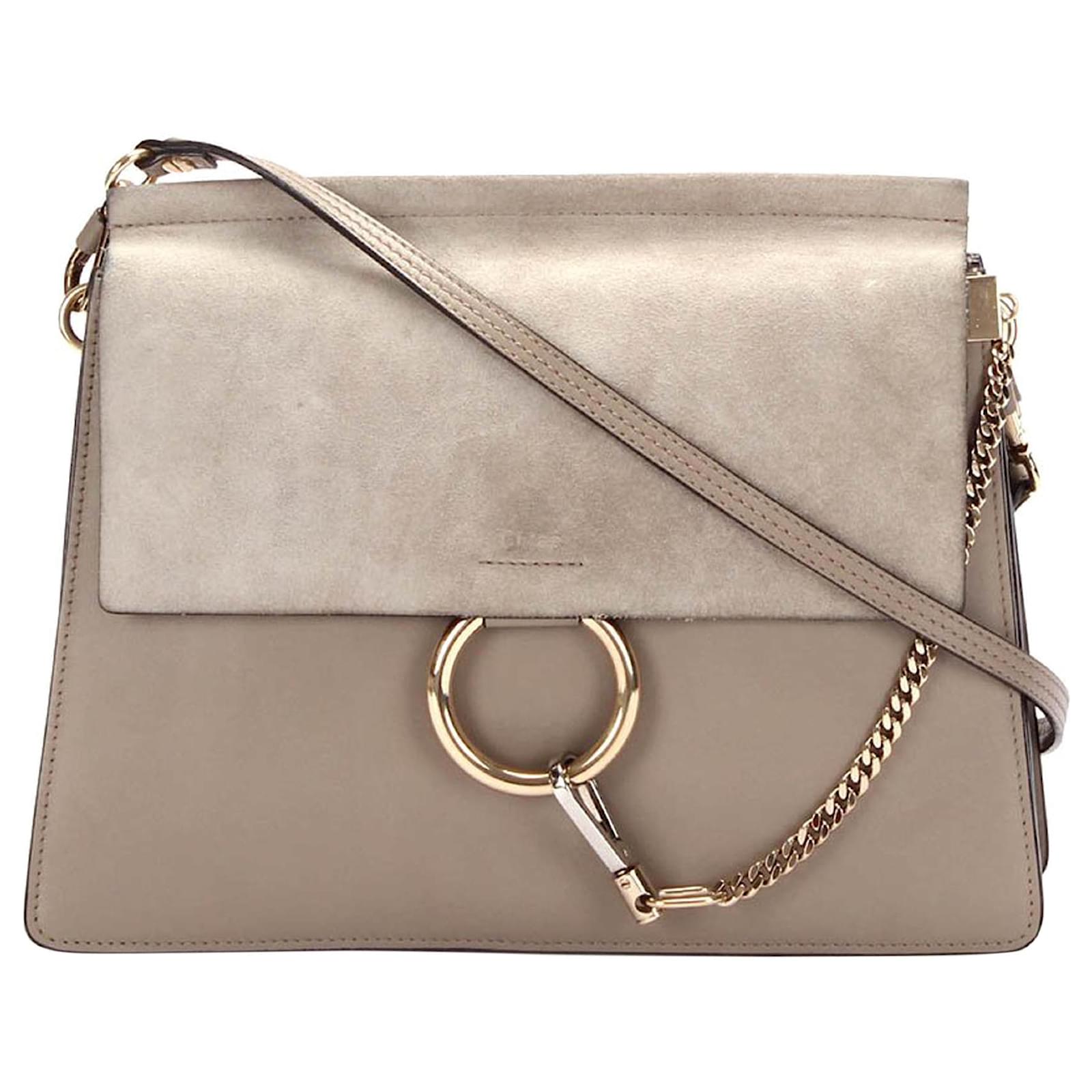Chloé Chloe Gray Faye Leather Crossbody Bag Grey Suede Pony-style ...
