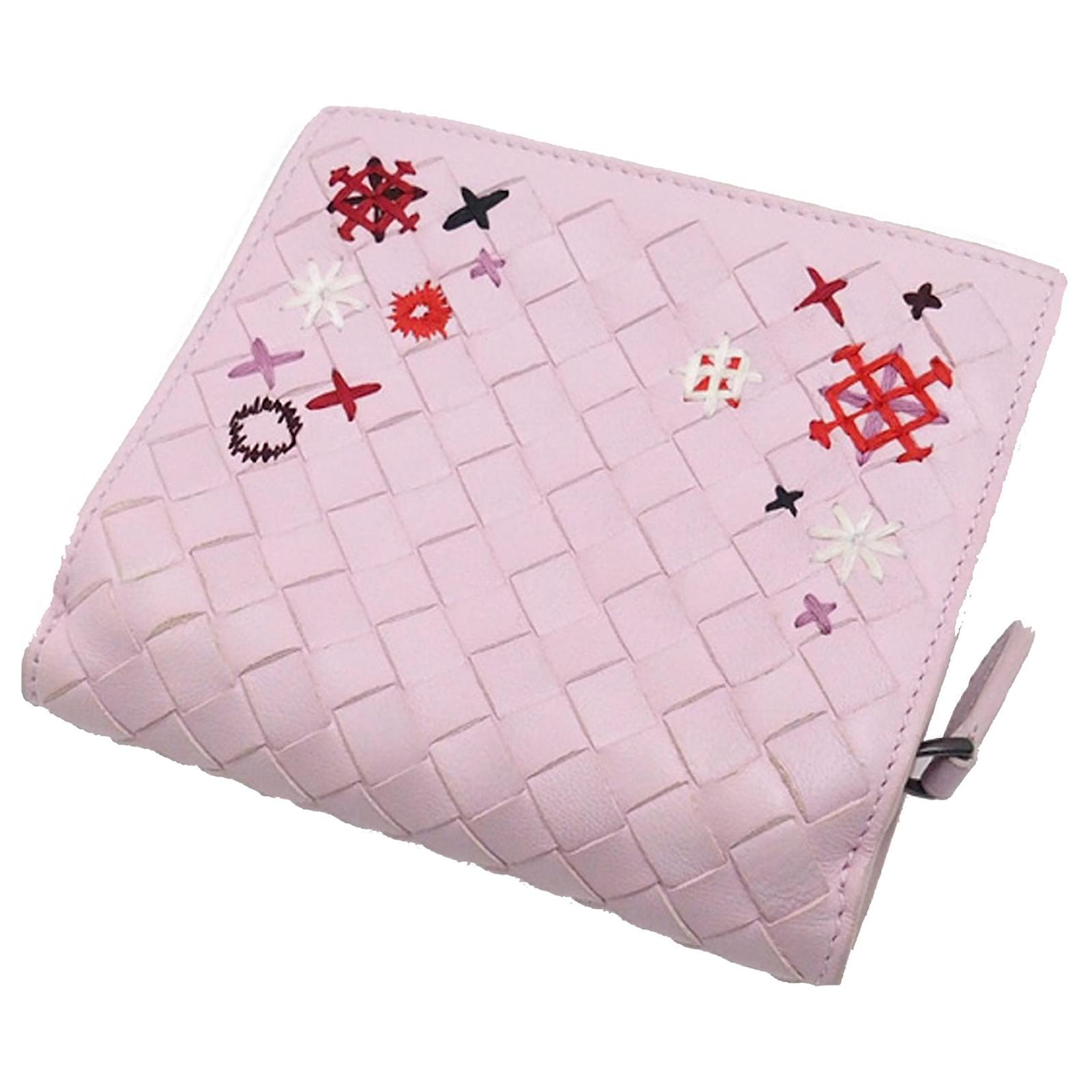 Bottega Veneta Pink Intrecciato Leather Bifold Wallet Pony-style ...