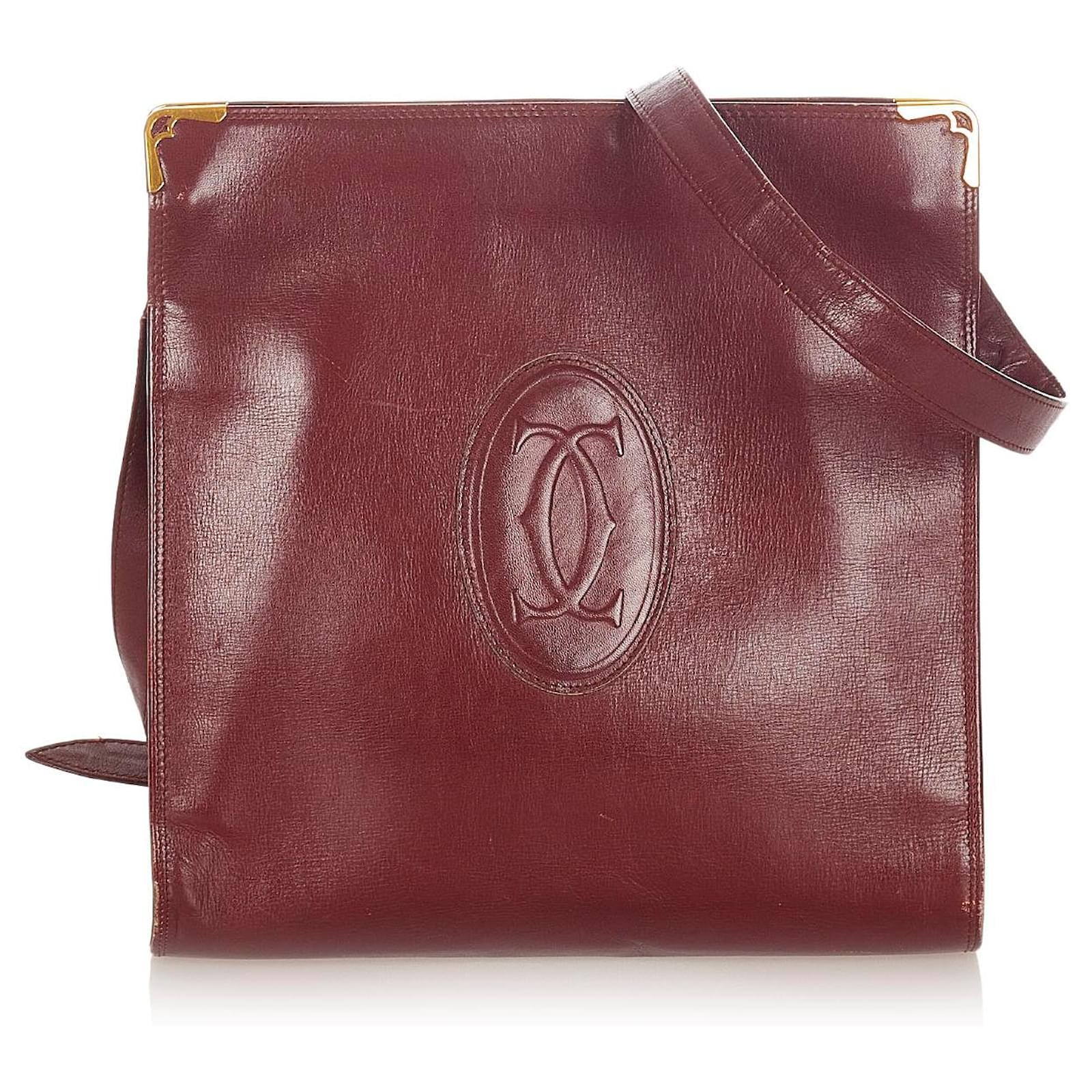 Cartier Red Must de Cartier Leather Shoulder Bag Dark red Pony-style ...