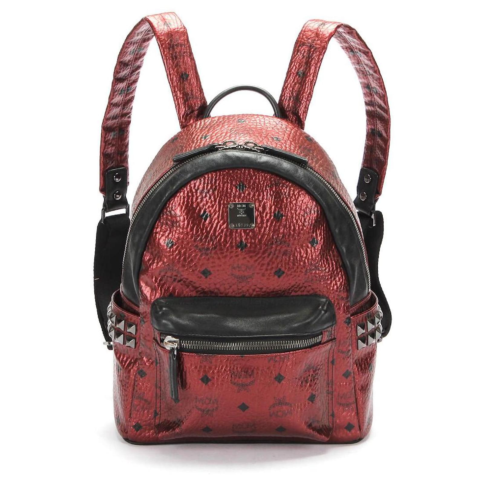 MCM Visetos Backpack in Red | Maroon Brown Leather ref.348274 - Joli Closet