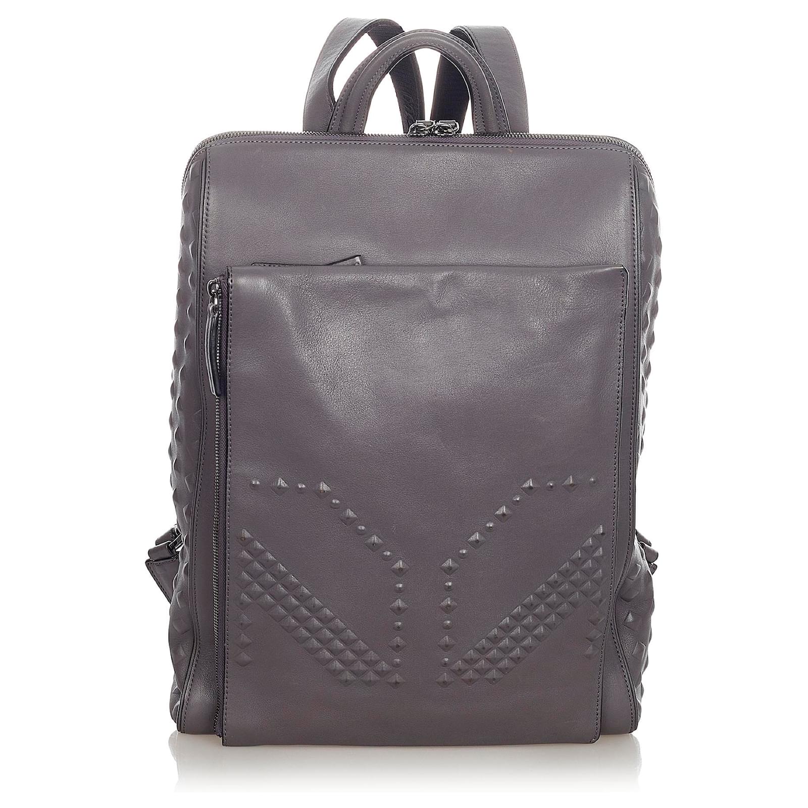 MCM Gray Embossed Leather Backpack Grey Pony-style calfskin ref.359415 ...