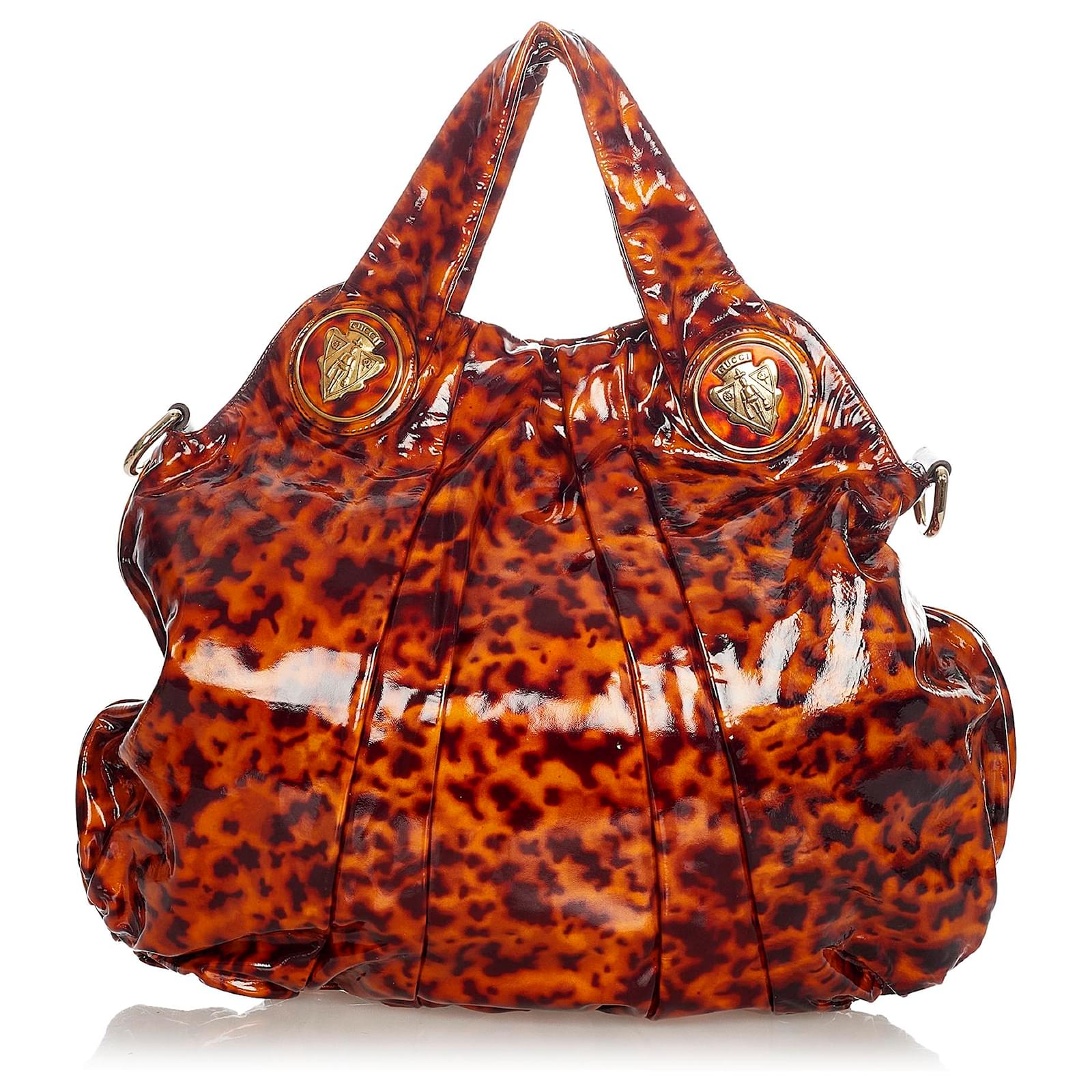 Cartable en cuir verni Hysteria marron Gucci Cuir vernis Noir ref ...