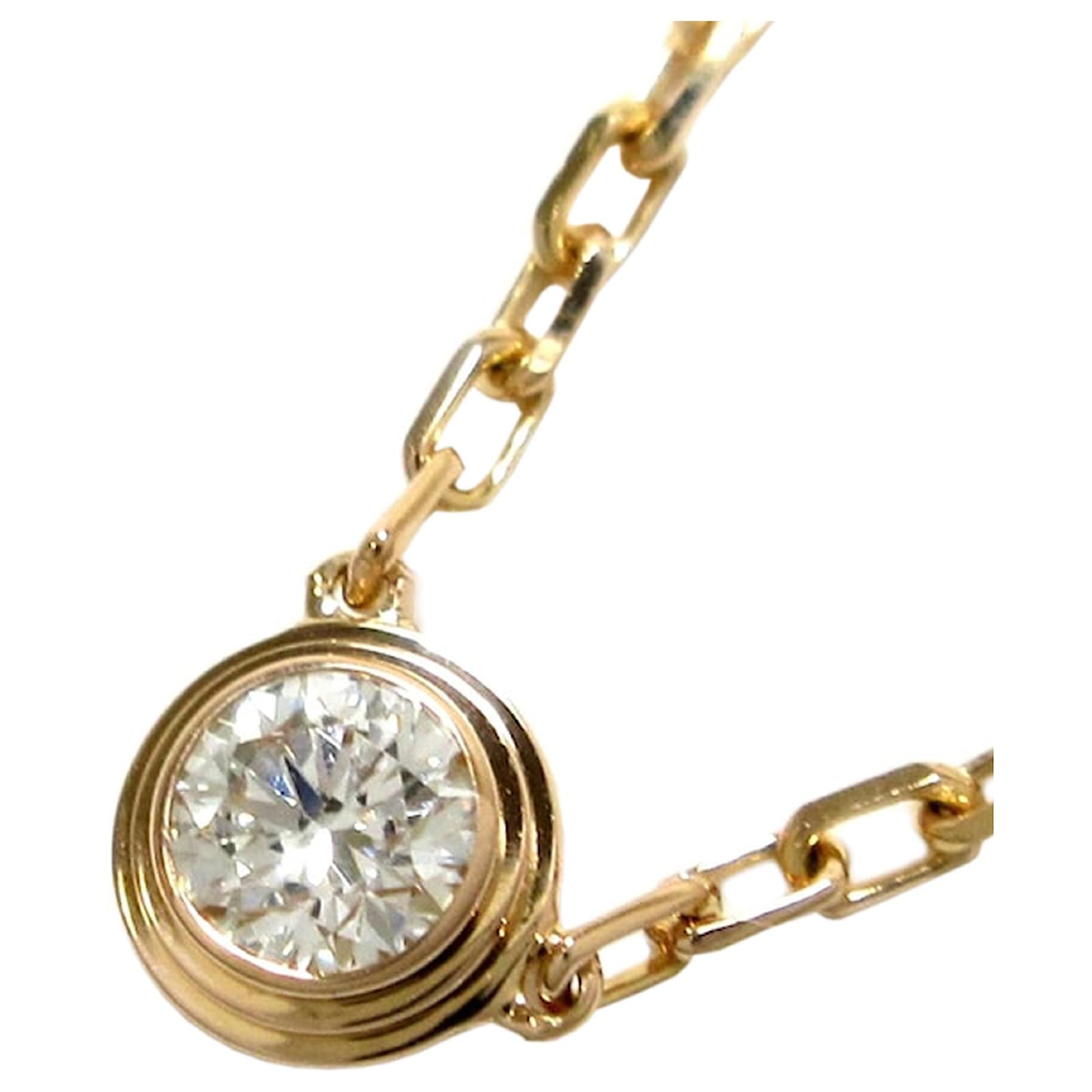 Cartier Gold SM Diamants Legers Necklace Golden Metal Diamond ref ...