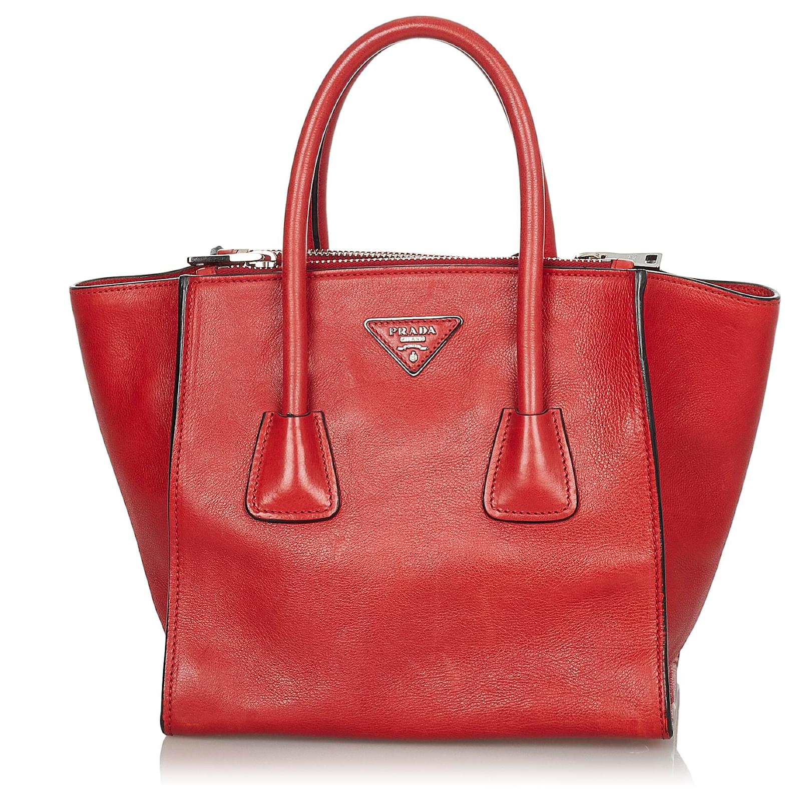Prada Red Twin Pocket Leather Satchel Pony-style calfskin ref.387601 ...