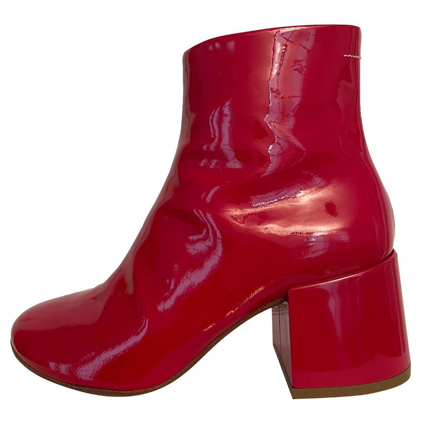 Mm6 Ankle Boots Red Patent leather ref.388188 - Joli Closet
