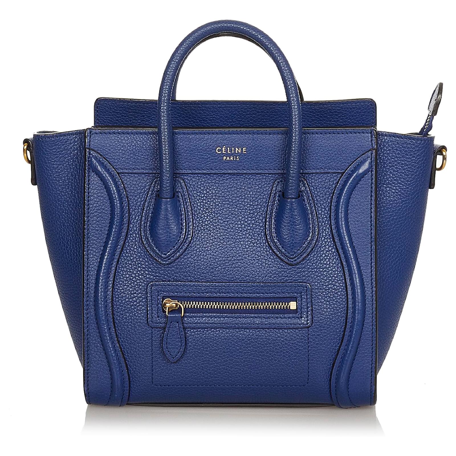 Céline Celine Blue Mini Luggage Leather Satchel Pony-style calfskin ref ...