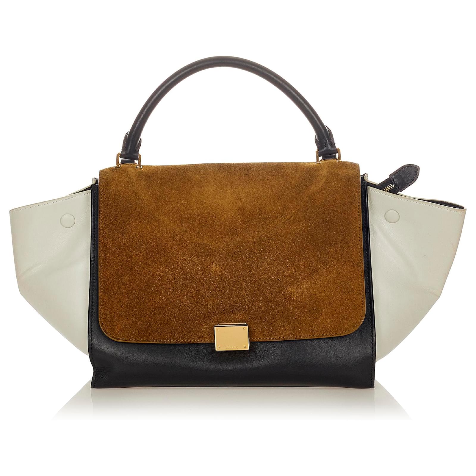 Céline Celine Green Trapeze Tricolor Leather Satchel Multiple colors ...