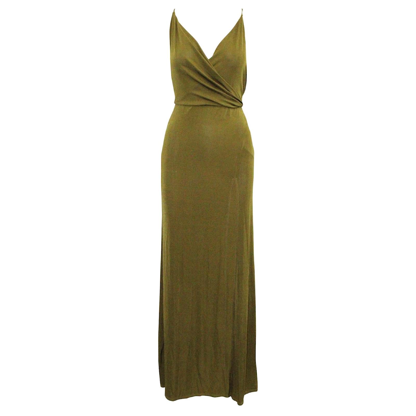 Reformation Robe longue verte élégante avec fente sur le devant ref ...