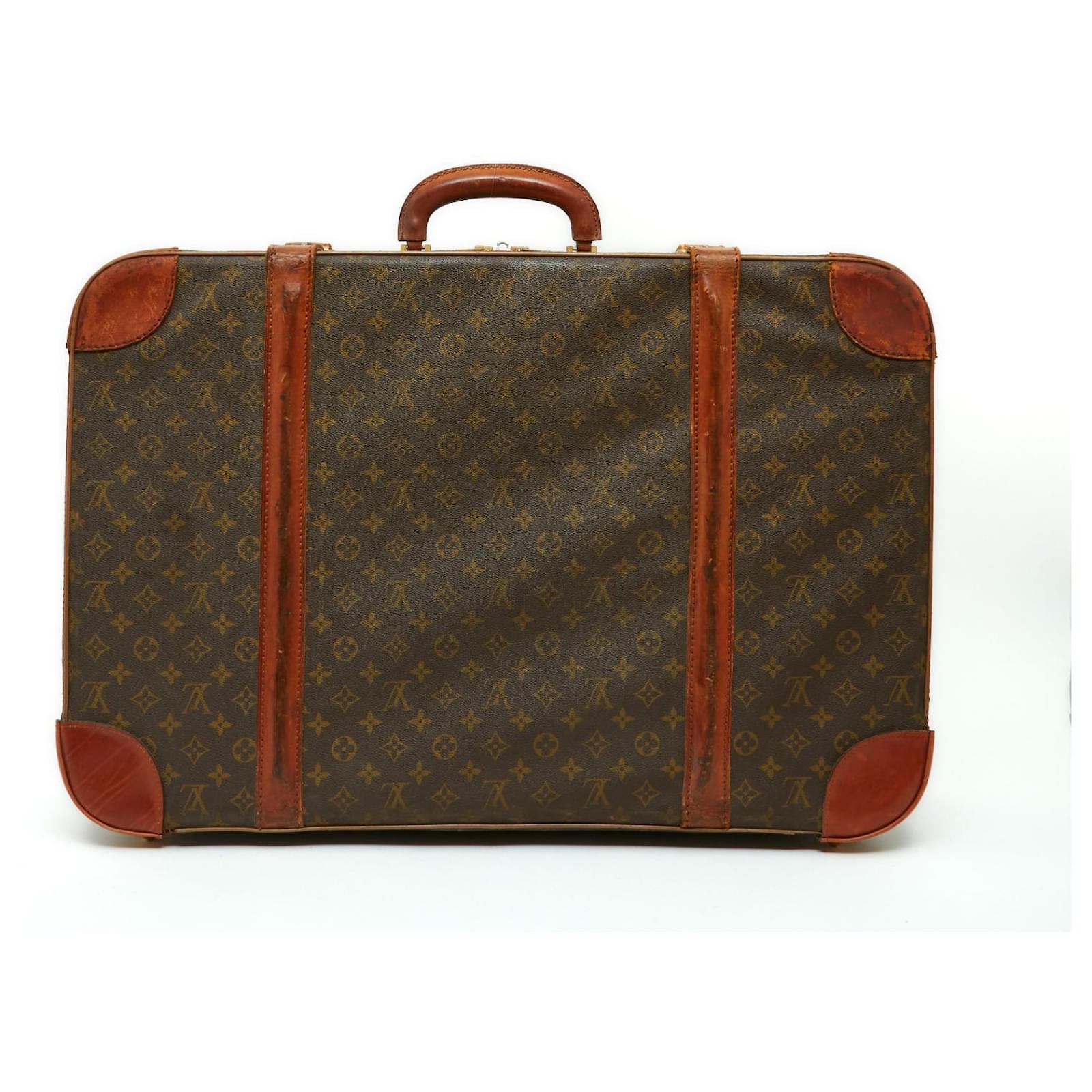 Louis Vuitton 1980's vintage suitcase Cuir Toile Marron ref.394009 ...
