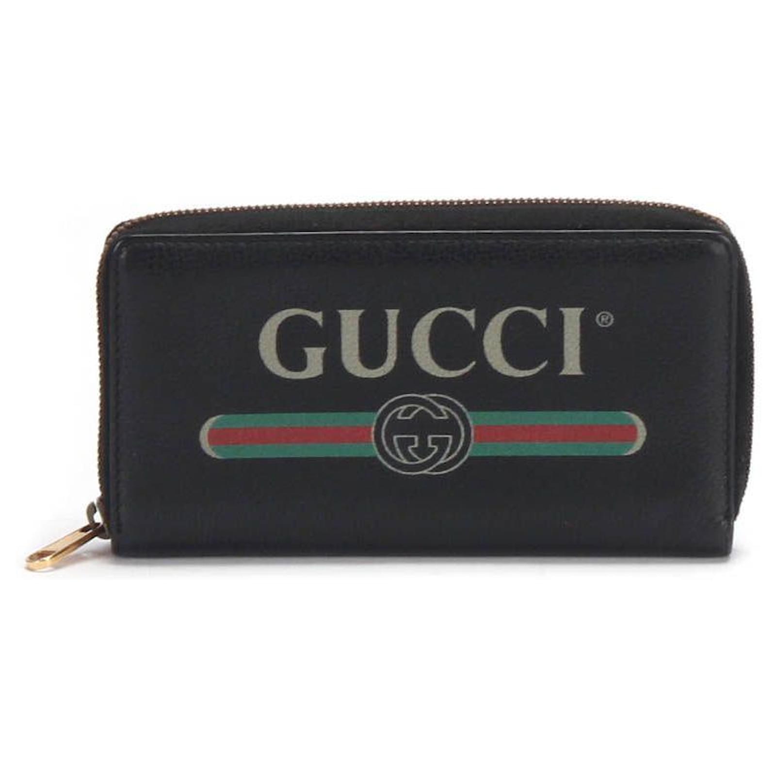 Gucci Logo Leather Long Wallet in black calf leather leather ref.394063 ...