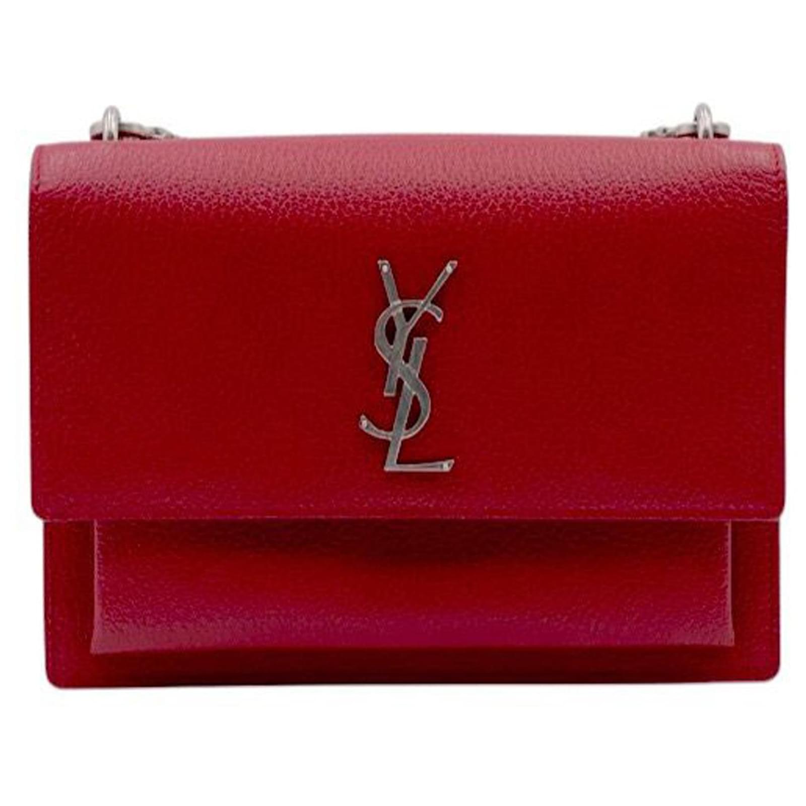 Downtown Yves Saint Laurent Sac YSL Sunset MM en cuir grainé rouge ref ...