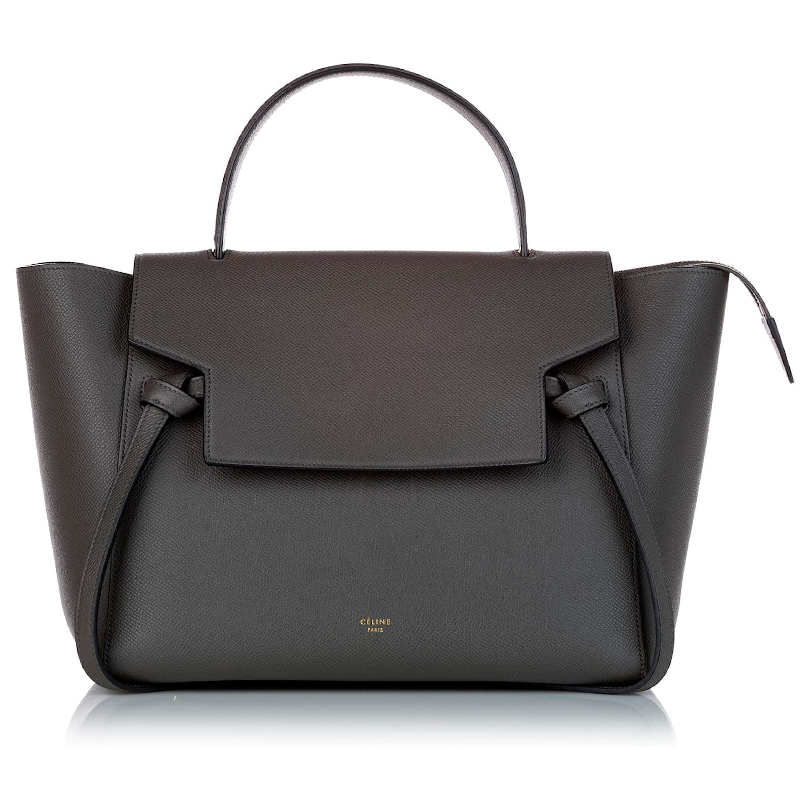 Céline Celine Gray Mini Belt Leather Satchel Grey Pony-style calfskin ...