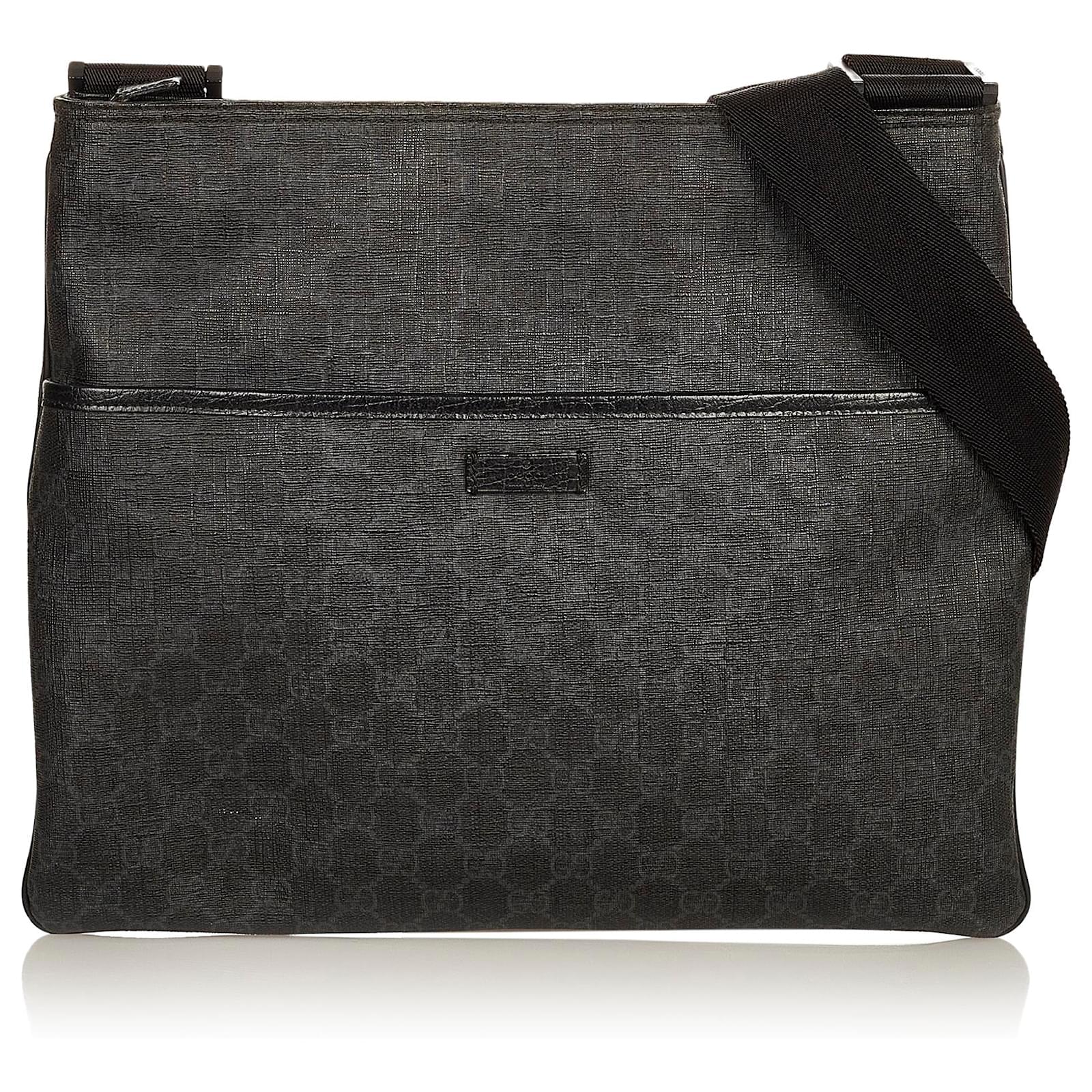 Bolso bandolera Gucci Black GG Supreme Negro Cuero Lienzo Becerro Paño ...