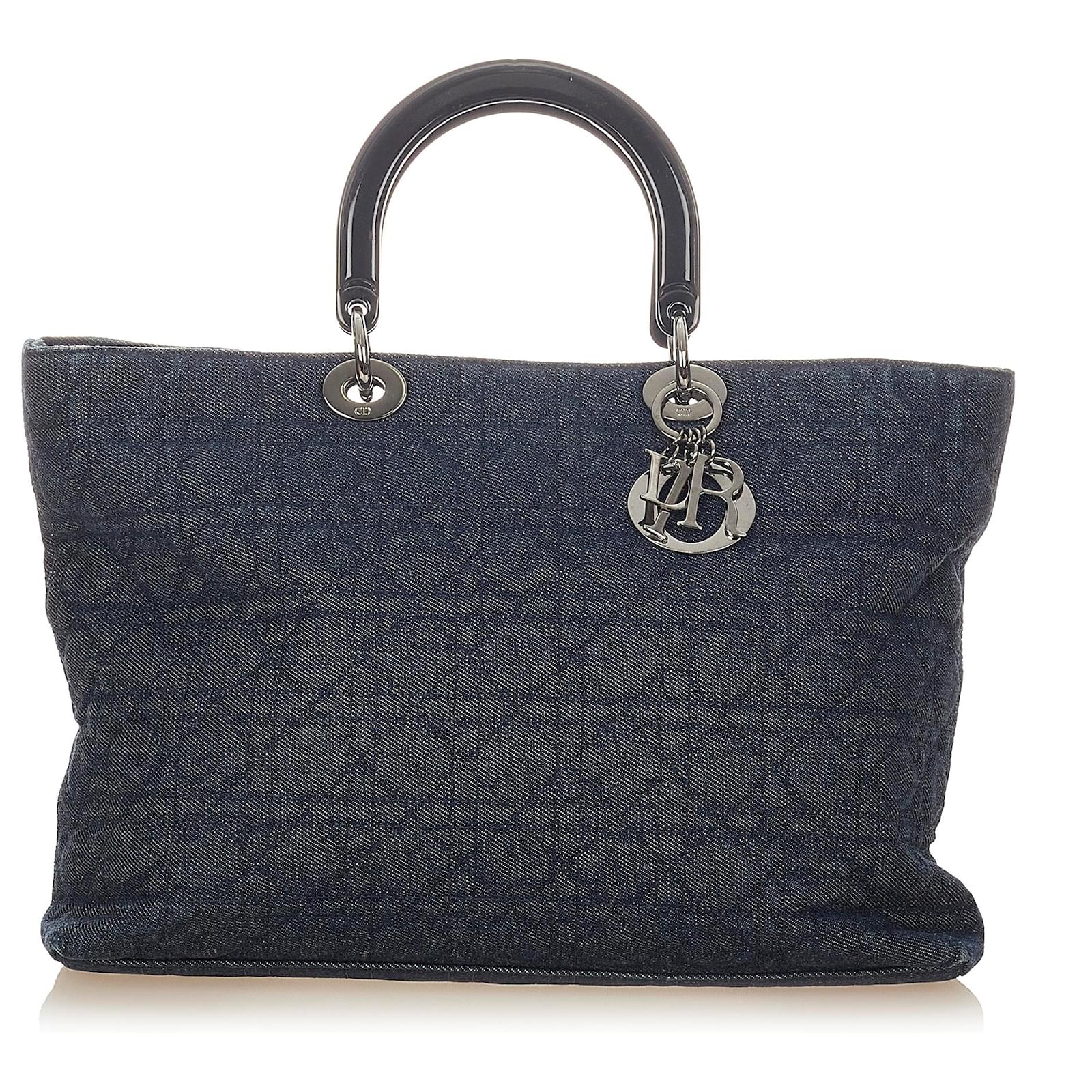 Dior Blue Cannage Lady Dior Denim Handbag Leather Pony-style calfskin ...